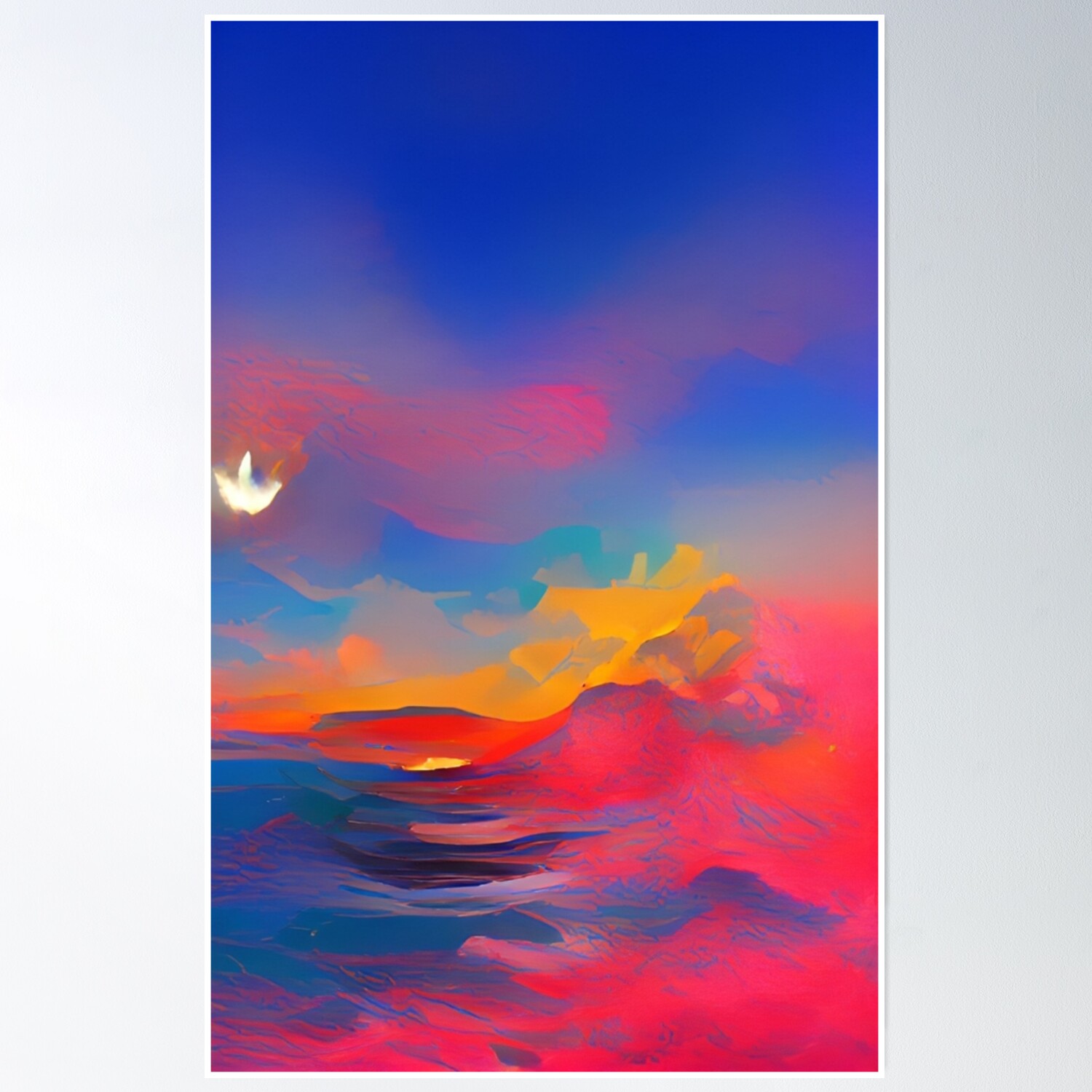 Sun Meets Moon | Artificial Inteligence Generated Art Poster Wall Art ...