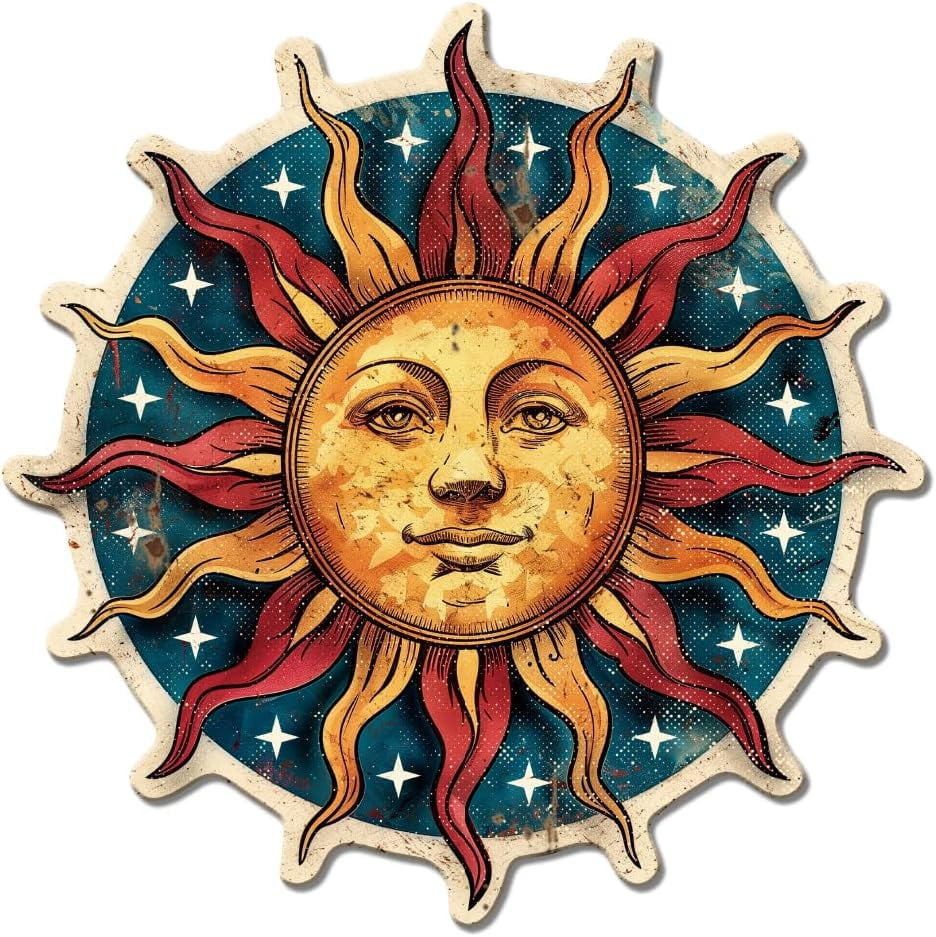 Sun Metal Tin Sign Funny Sun Face Vintage Tin Sign Colorful Sun Wall ...