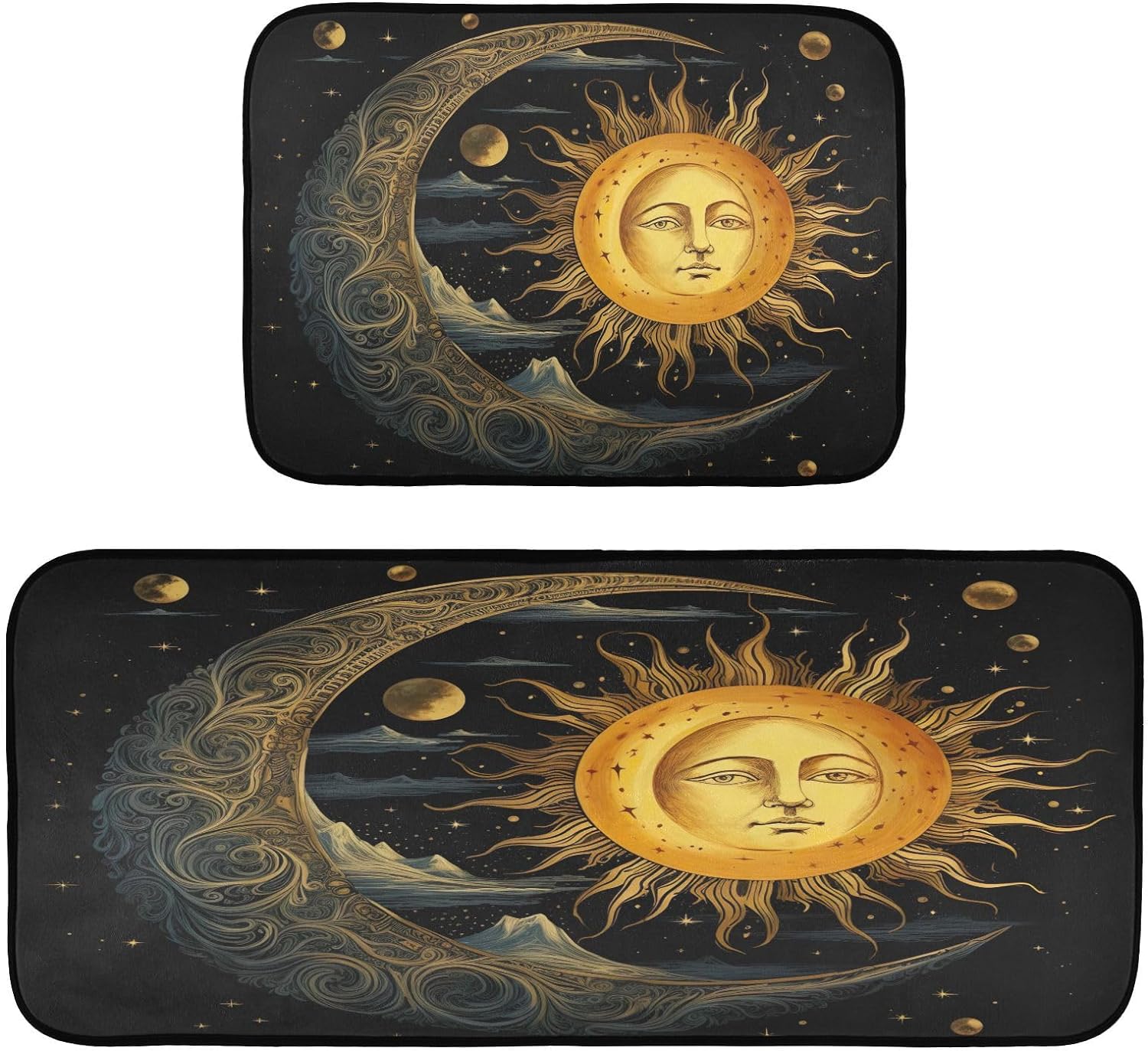 Sun and Moon Anti Fatigue Mats for Kitchen Floor,Set of 2 Non Skid ...