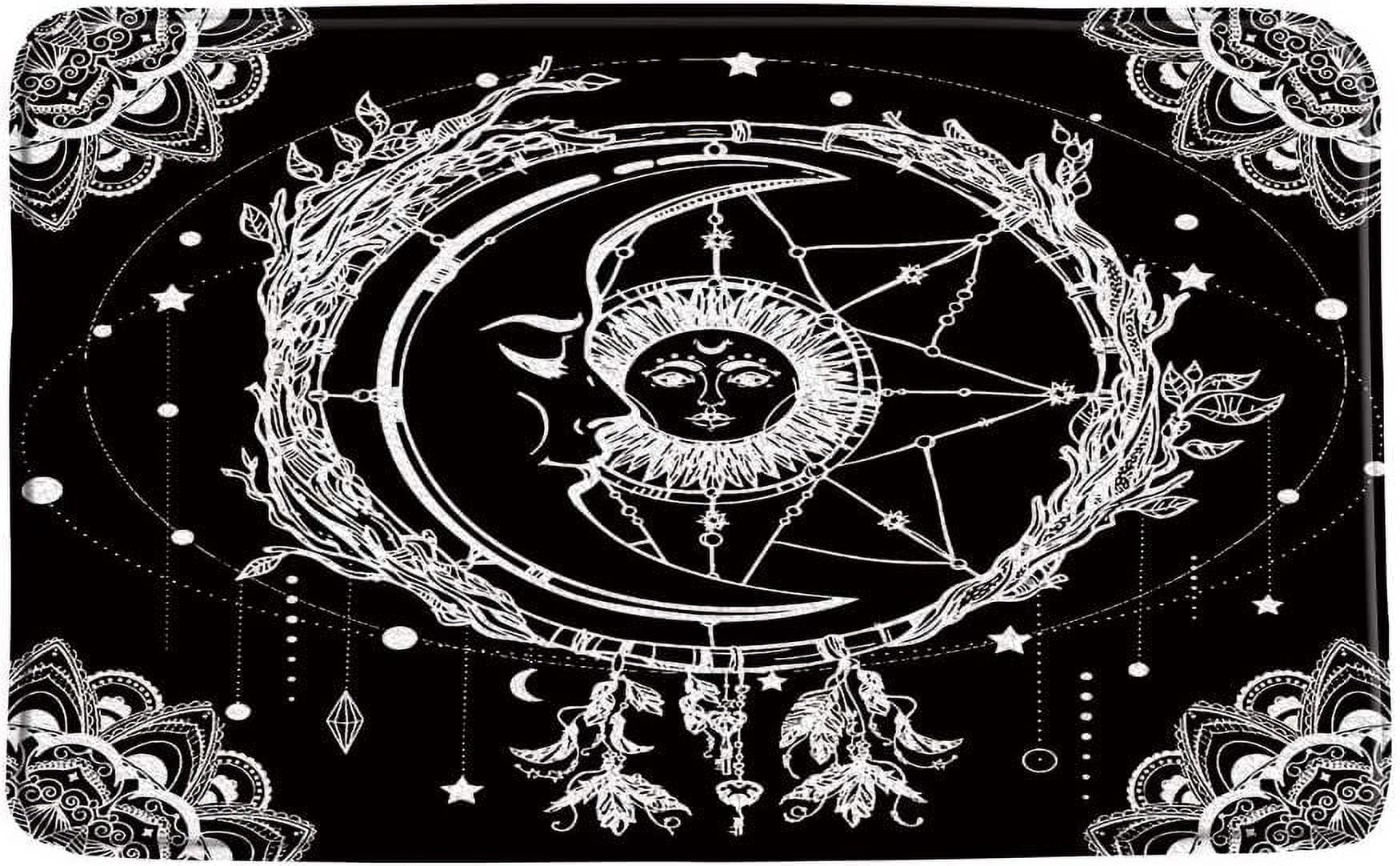Sun Moon Bath Mat Black White Vintage Mandala Celestial Creative ...
