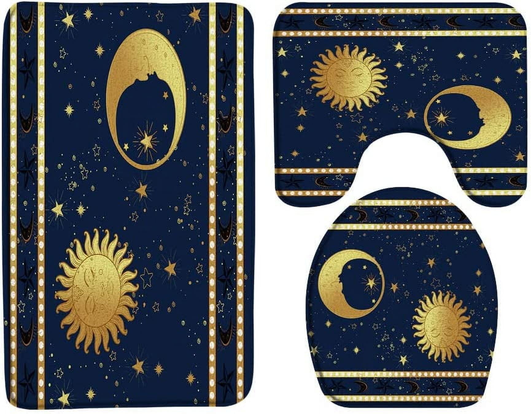 Sun Moon Bath Mat Mystic Chic Sun Star Moon Mandala Universe Vintage ...