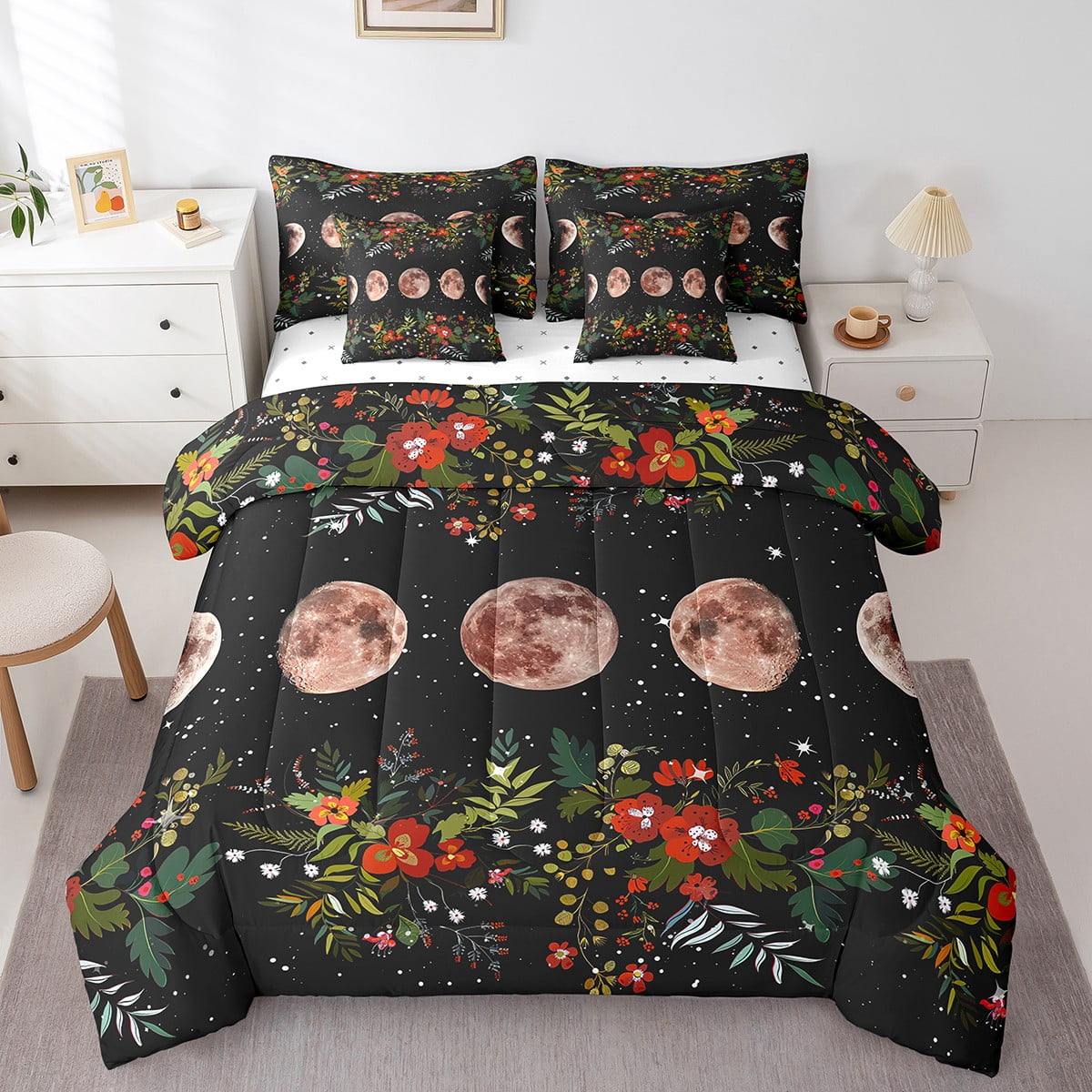 Sun and Moon Bed in a Bag King Size Comforter Set 7 Pieces,Eoxtic ...