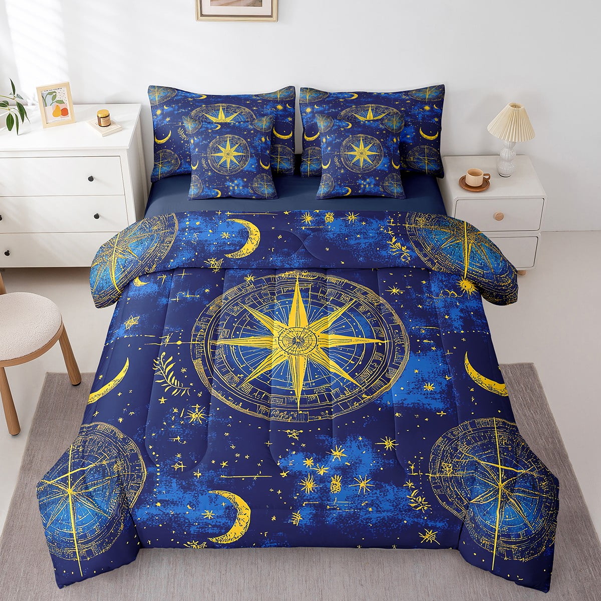 Sun and Moon Bed in a Bag King Size Comforter Set 7 Pieces,Exotic ...