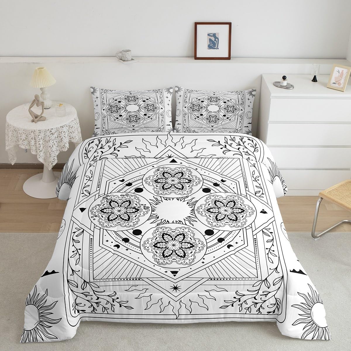 Sun and Moon Bedding Comforter Sets Purple Gold Comforter Set Boho ...