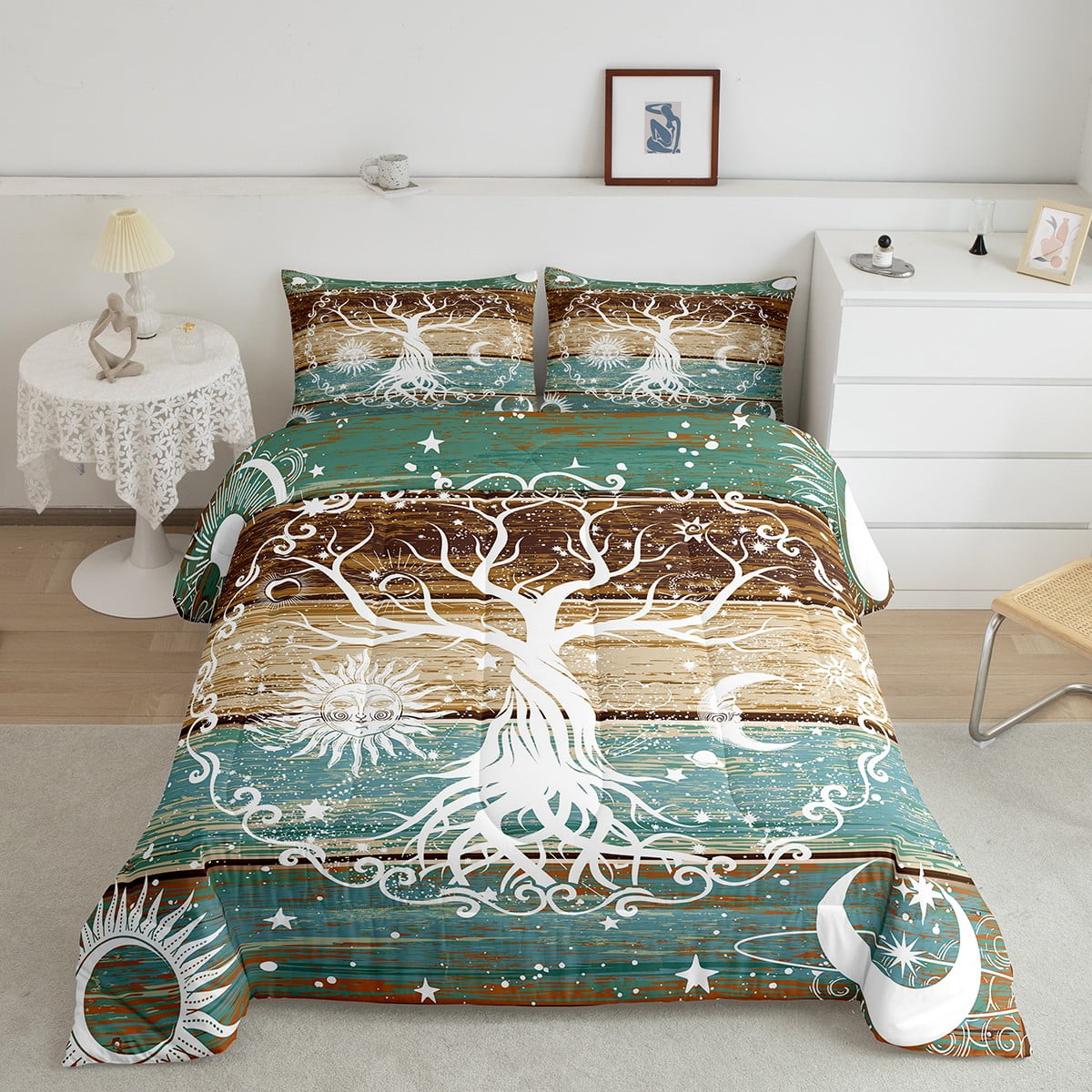 Sun and Moon Bedding King for Kids Teens Tree of Life Comforter Set ...