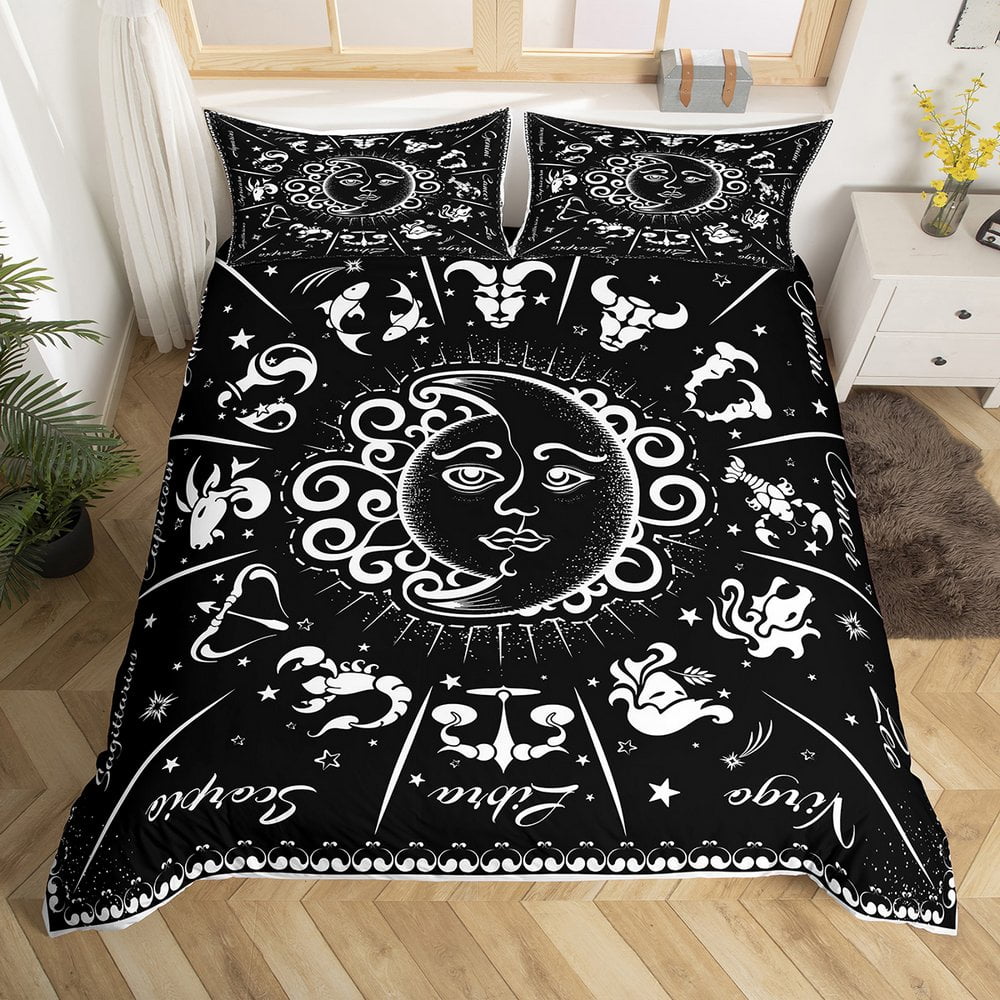 Sun and Moon Bedding Set Queen, Exotic Bohemian Duvet Cover for Kids ...