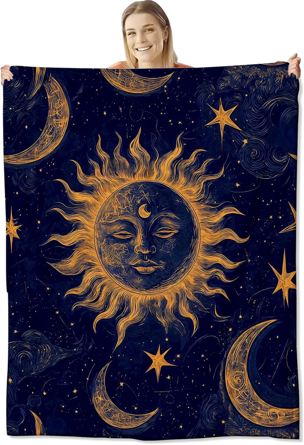 Sun and Moon Blanket for Women Adults, Flannel Sun and Moon Blankets ...