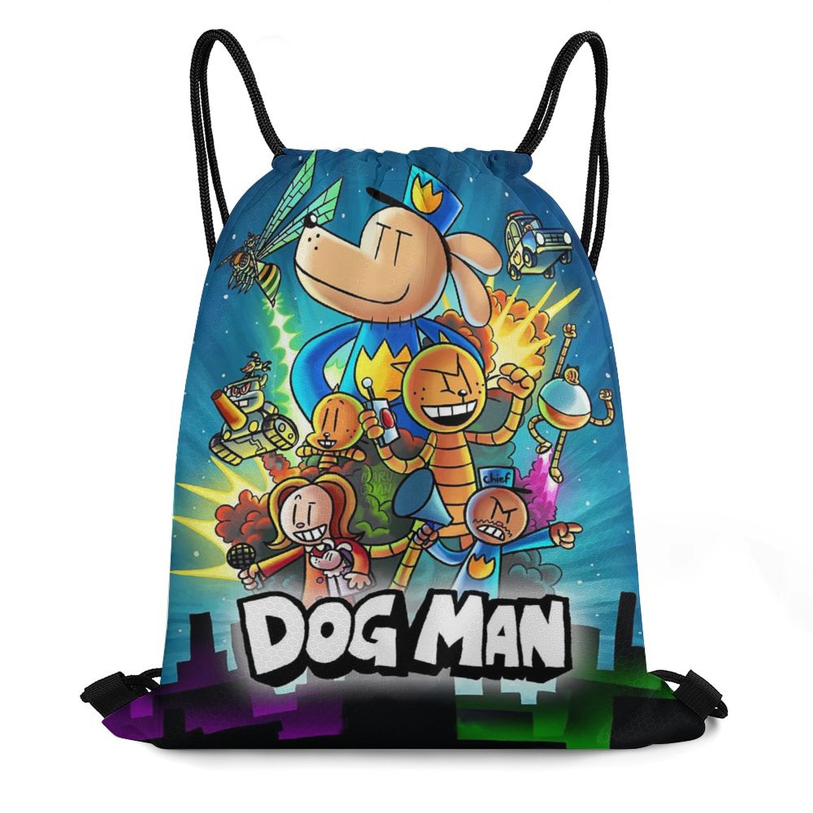 Dog Man Bundle Pocket Drawstring Bag Cinch Bags Versatile Backpack ...
