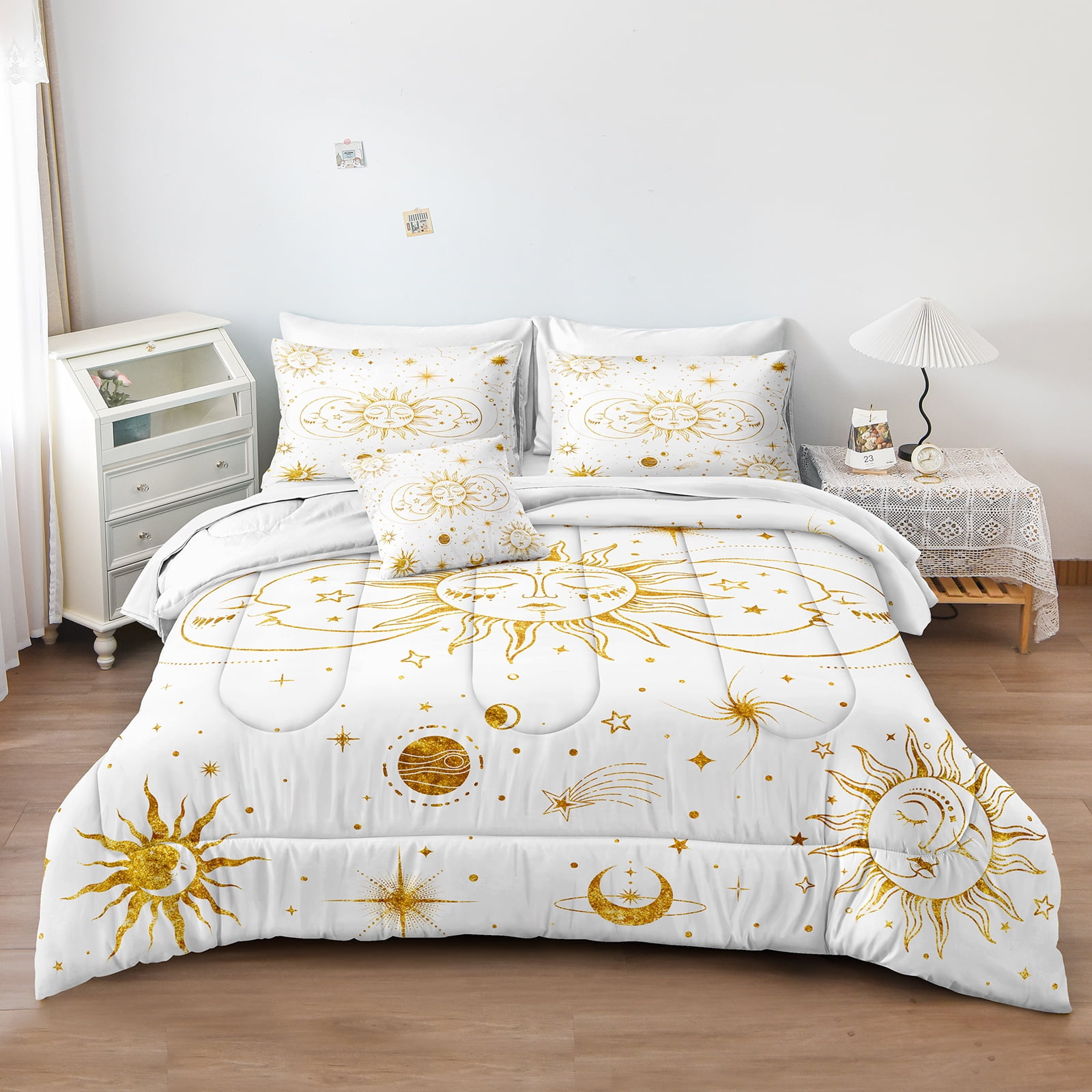 Sun and Moon Comforter Set 8 Pieces Bed in a Bag 100% Soft Microfiber ...