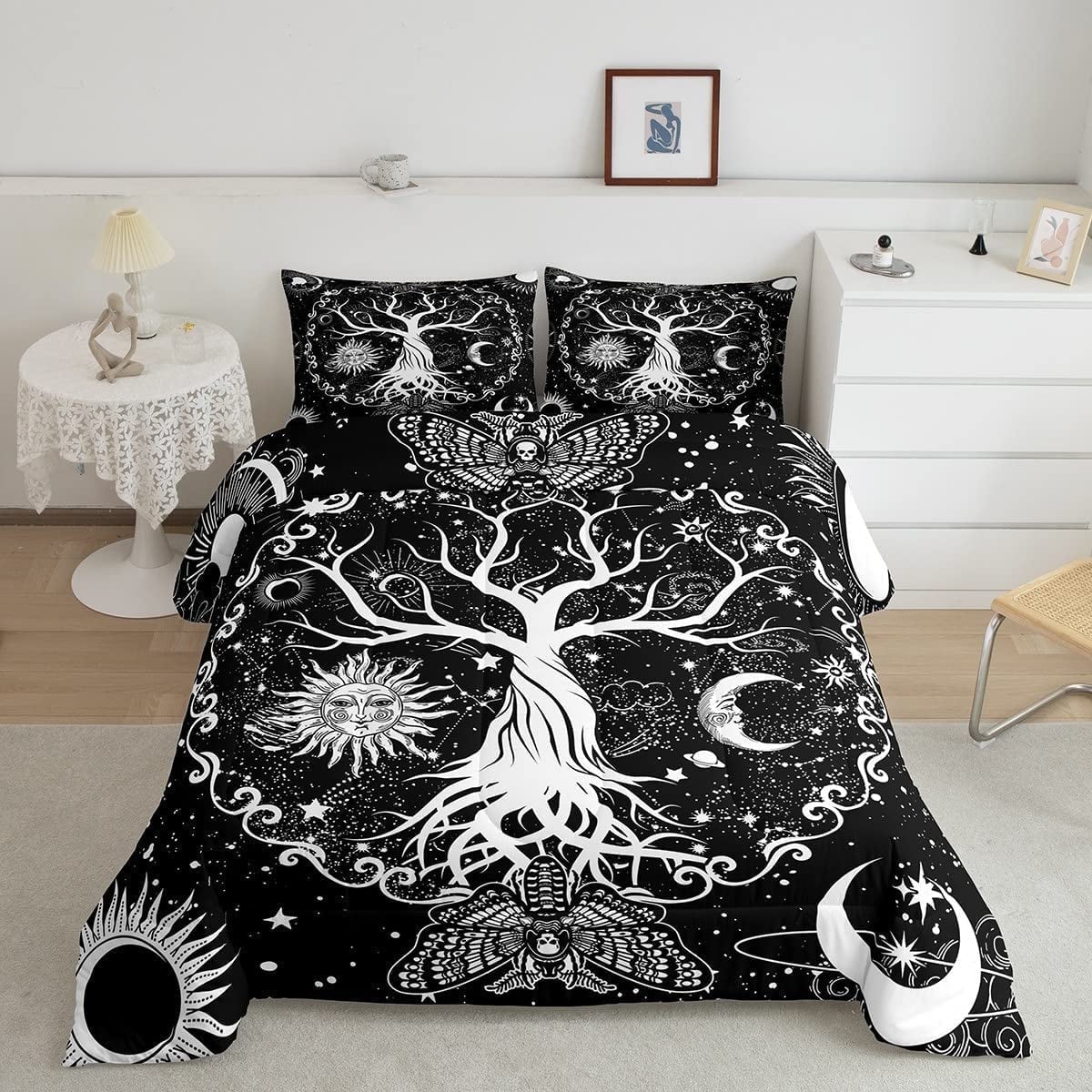 YST Sun and Moon Full Comforter Set, 3Pcs Gothic Tree of Life Bedding ...