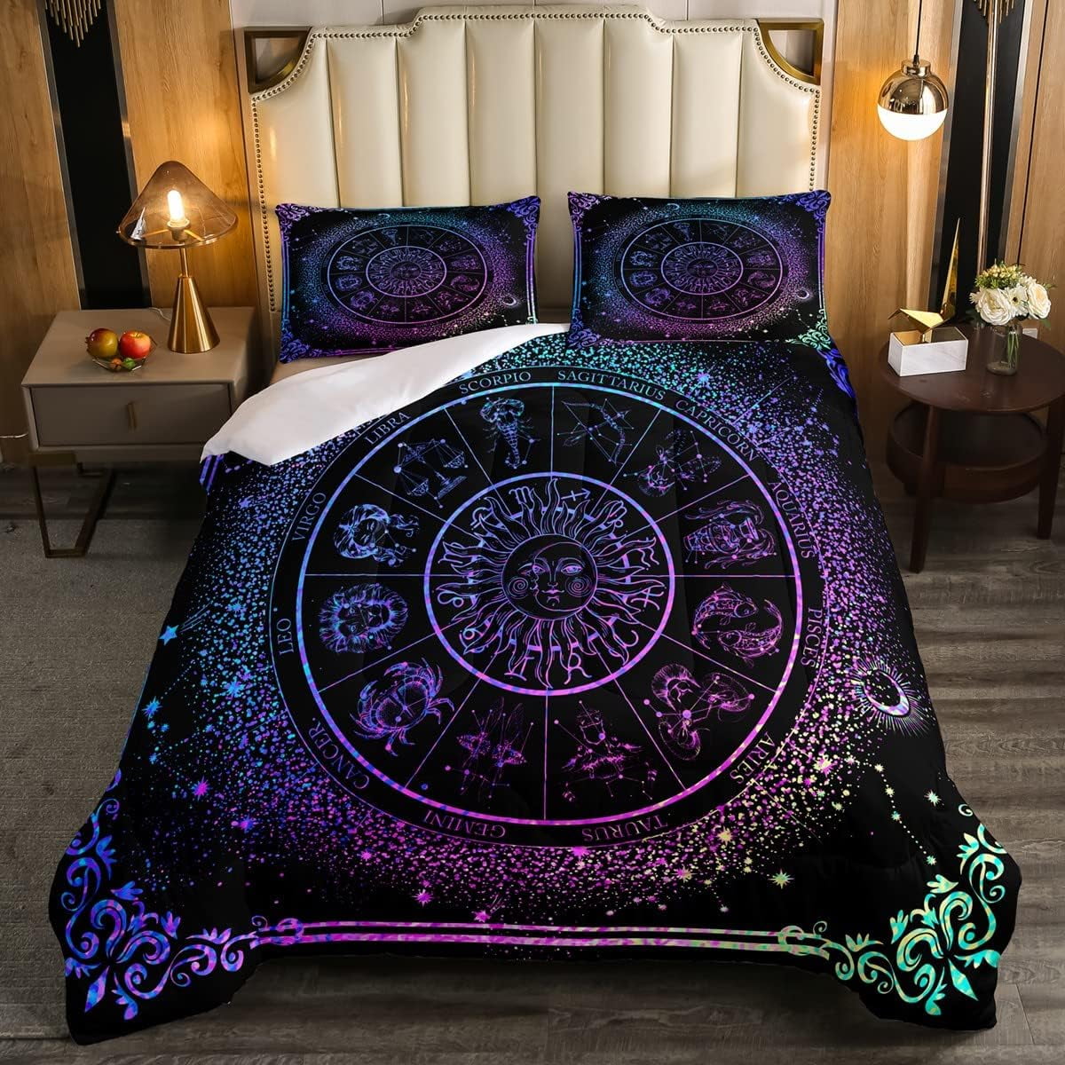 Sun and Moon Comforter Set Zodiac Signs Astrology Bedding Set Queen ...