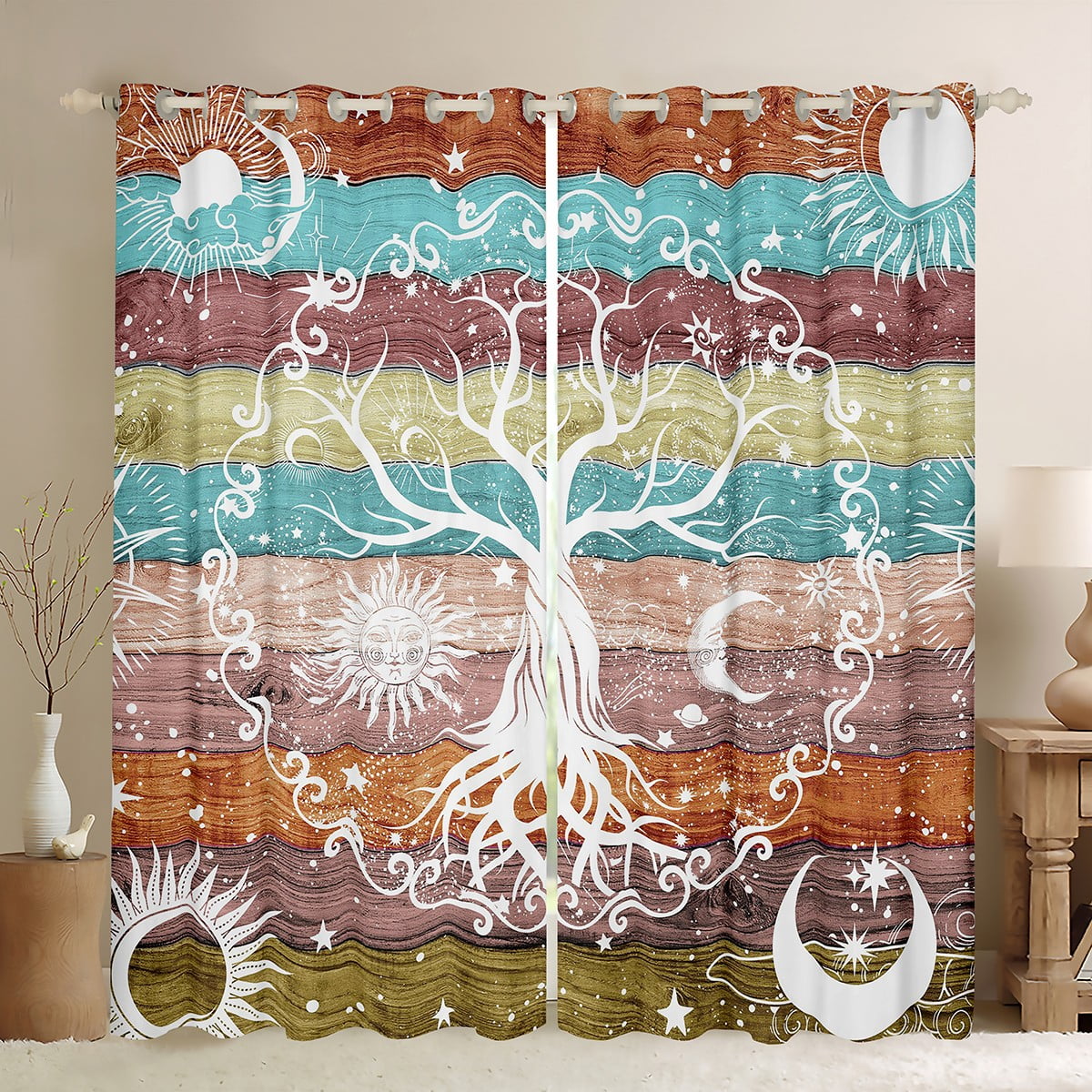 Sun and Moon Curtains & Drapes Teens Tree of Life Blackout Curtains ...