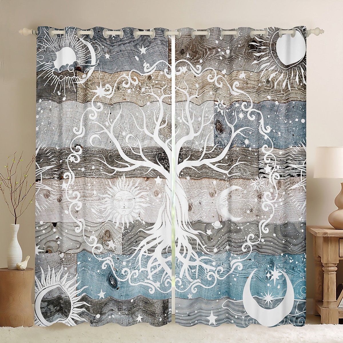 Sun and Moon Curtains & Drapes Teens Tree of Life Curtains, Rustic ...