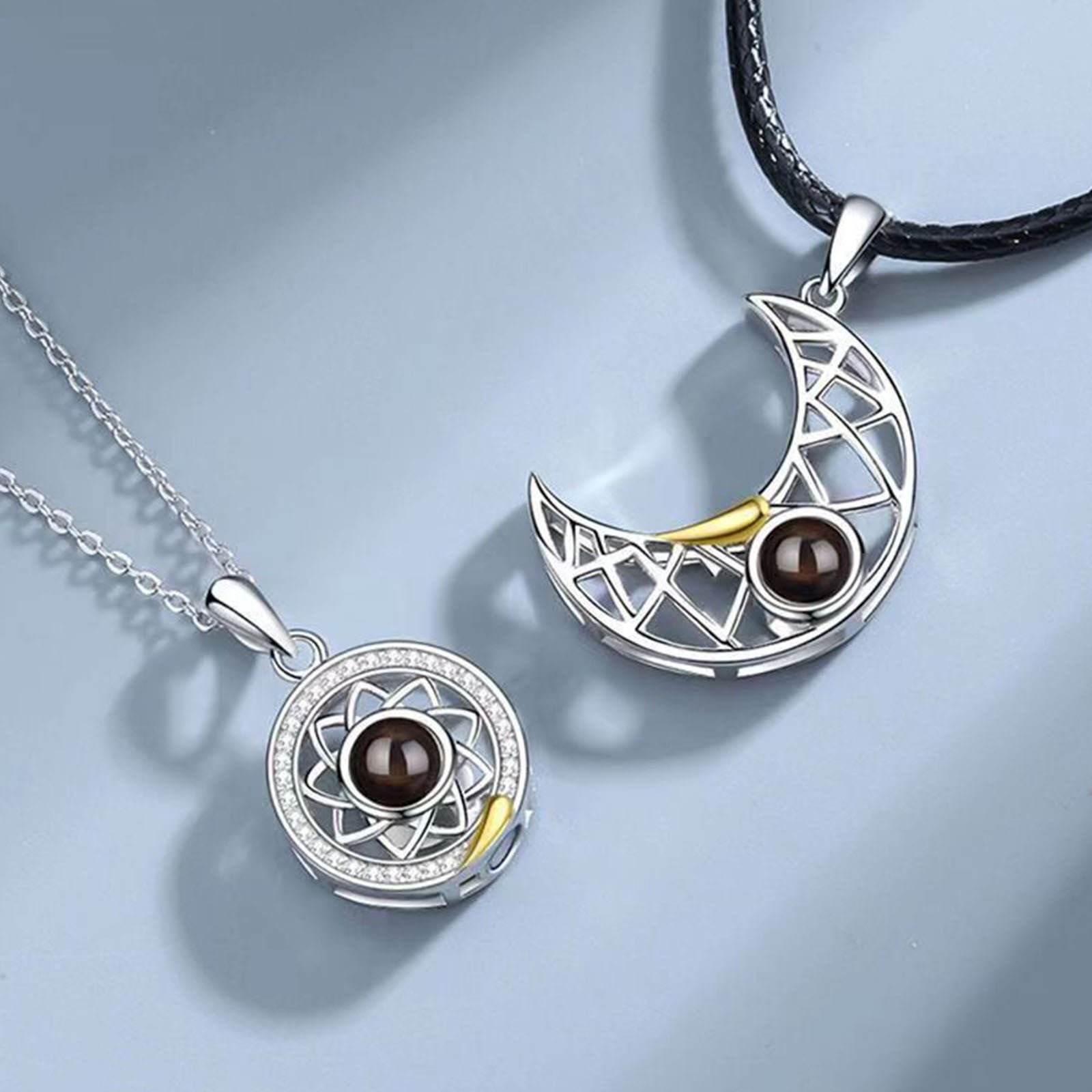 (Sun+Moon) Custom Projection Couple Necklace & Stylish Durable Jewelry ...