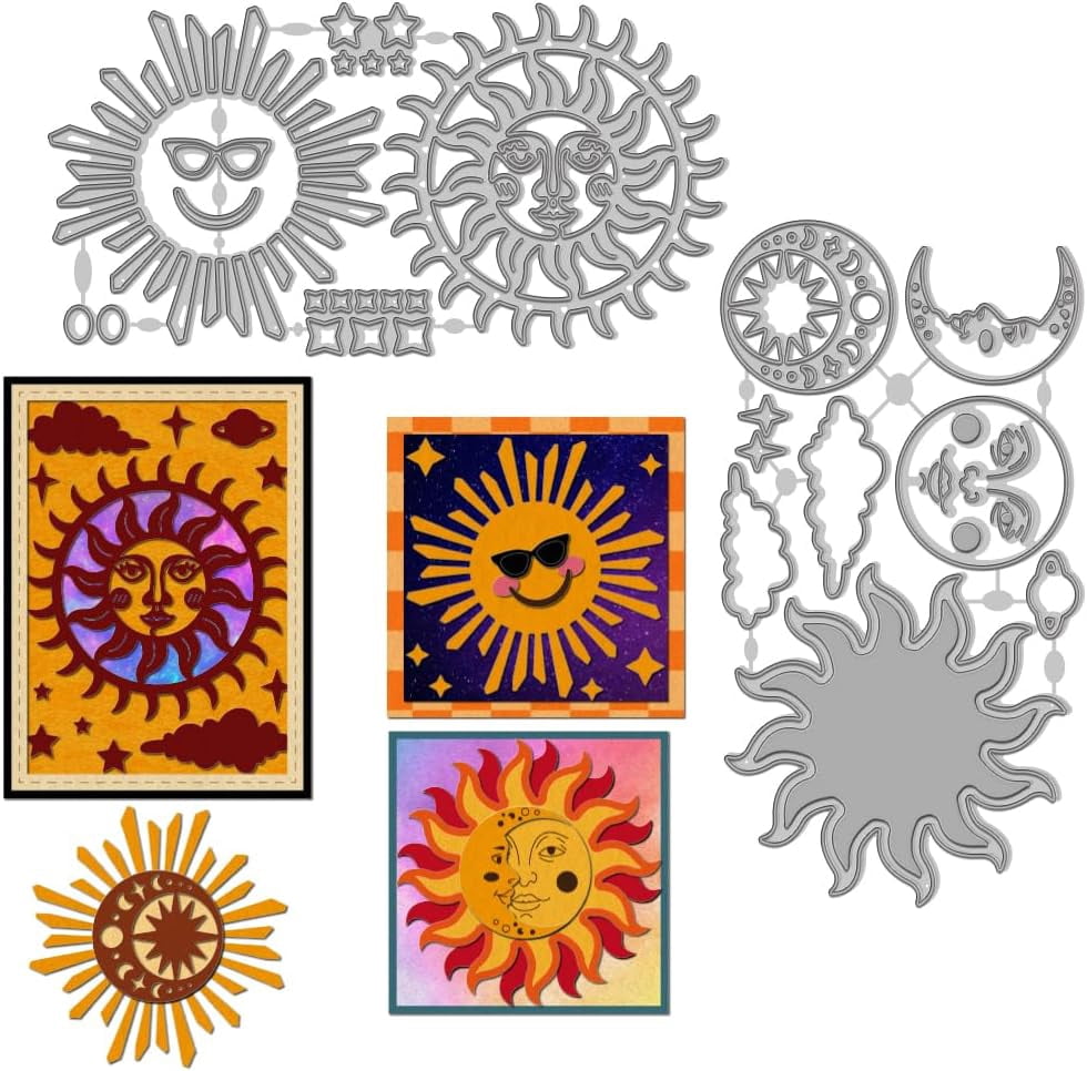 Sun Moon Cutting Dies Cut Stencils Funny Sun Moon Background Templated ...