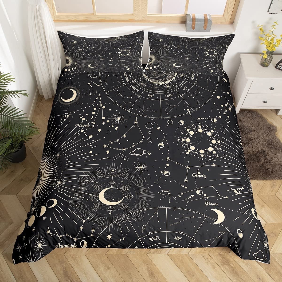 Free Shipping! Sun and Moon Duvet Cover Boho Exotic Bedding Set Galaxy ...