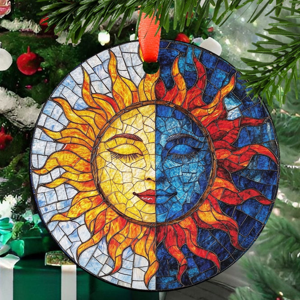 Sun and Moon Face Stained Glass Suncatcher, Celestial Decor for Boho ...