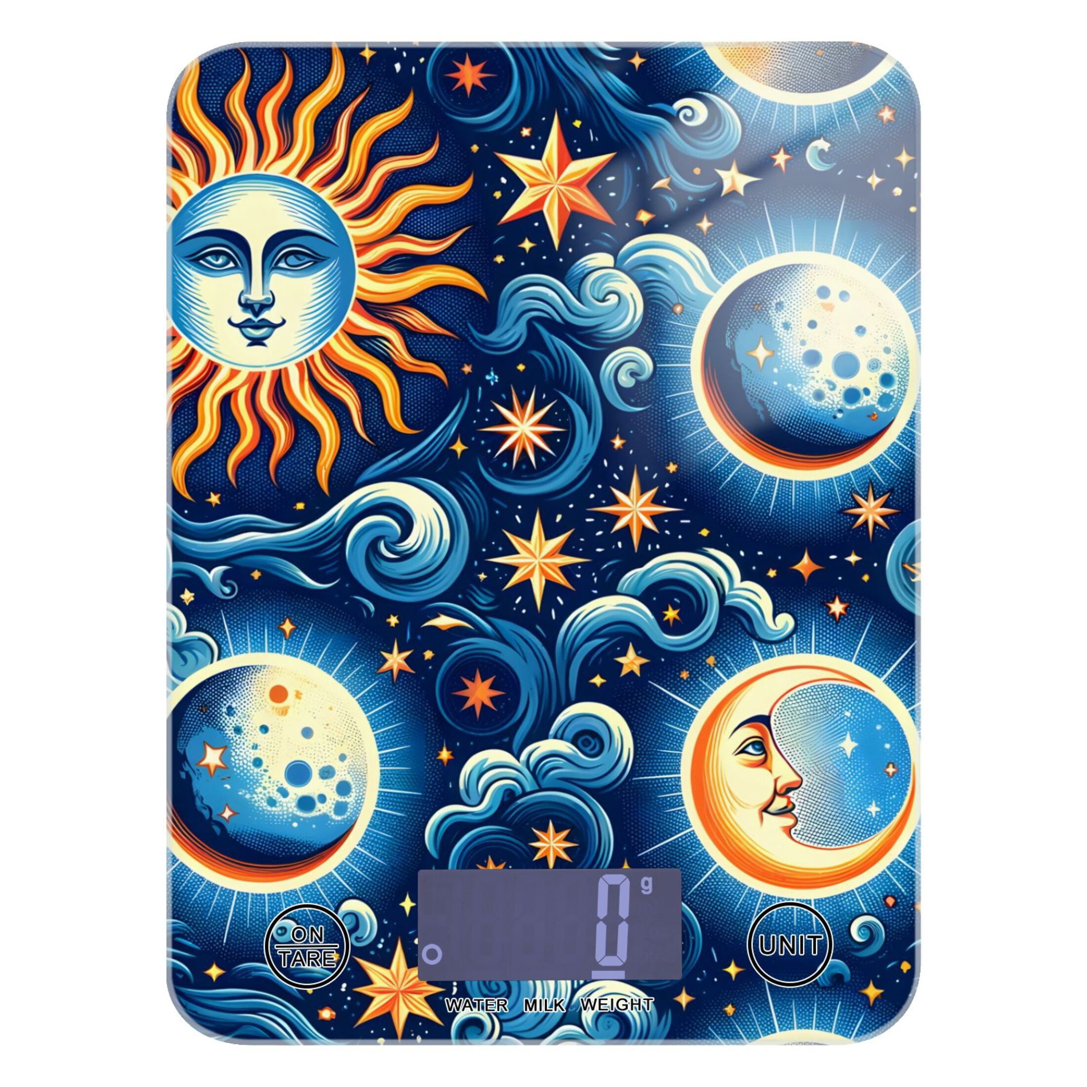 Sun Moon Face and Swirling Clouds Food Scale Multifunction Digital ...