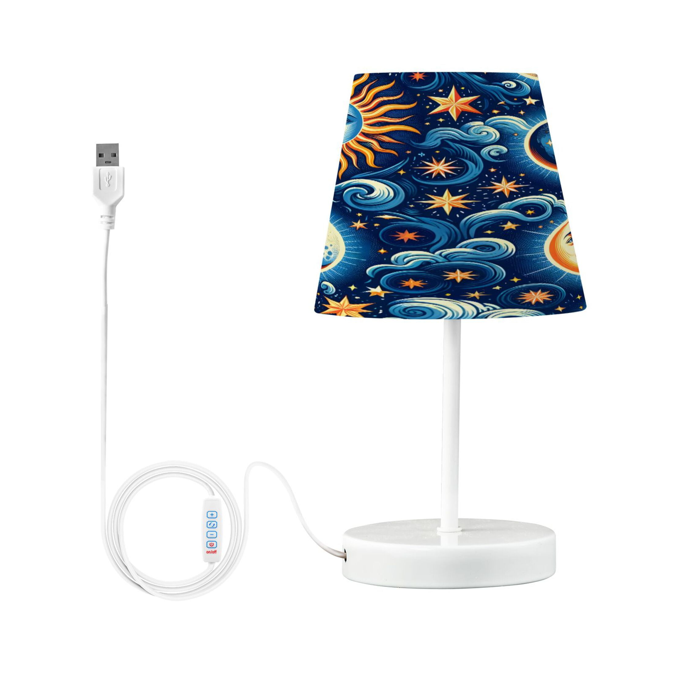 Sun Moon Face and Swirling Clouds Desk Lamp LED Table Nightstand Lamps ...