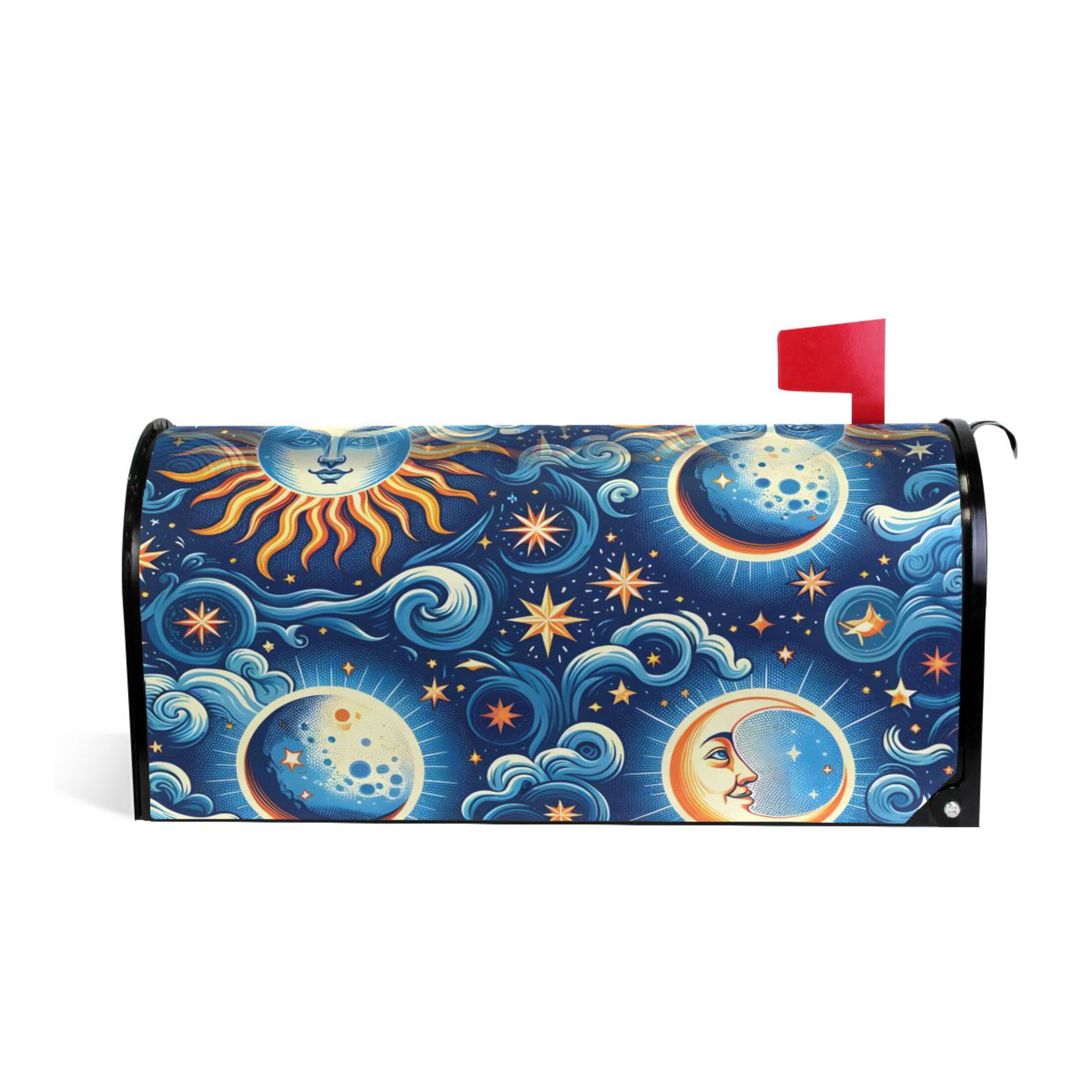 Sun Moon Face and Swirling Clouds Mailbox Covers Magnetic Post Box ...