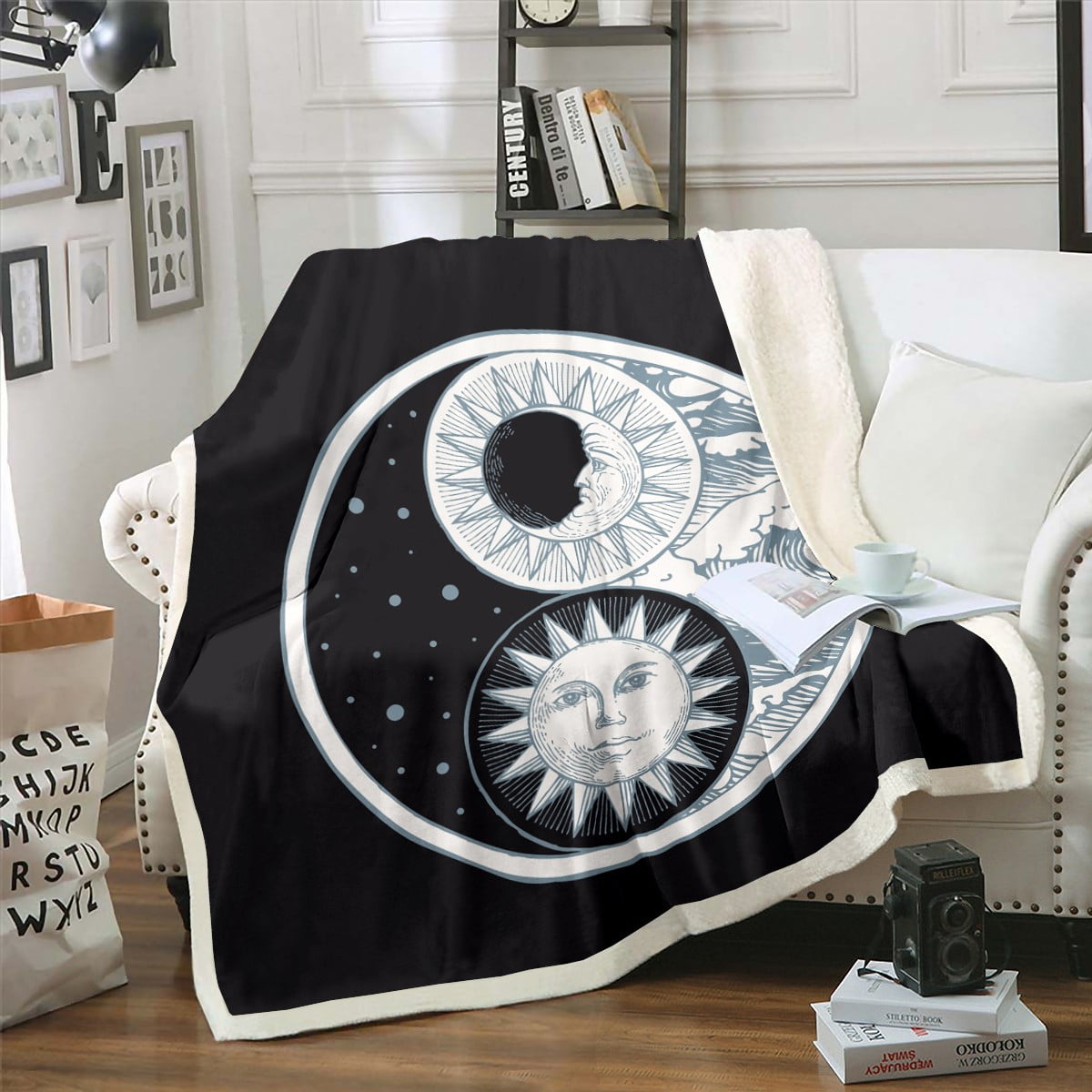Sun and Moon Fleece Blanket Yin Yang Throw Blanket for Toddler Youth ...