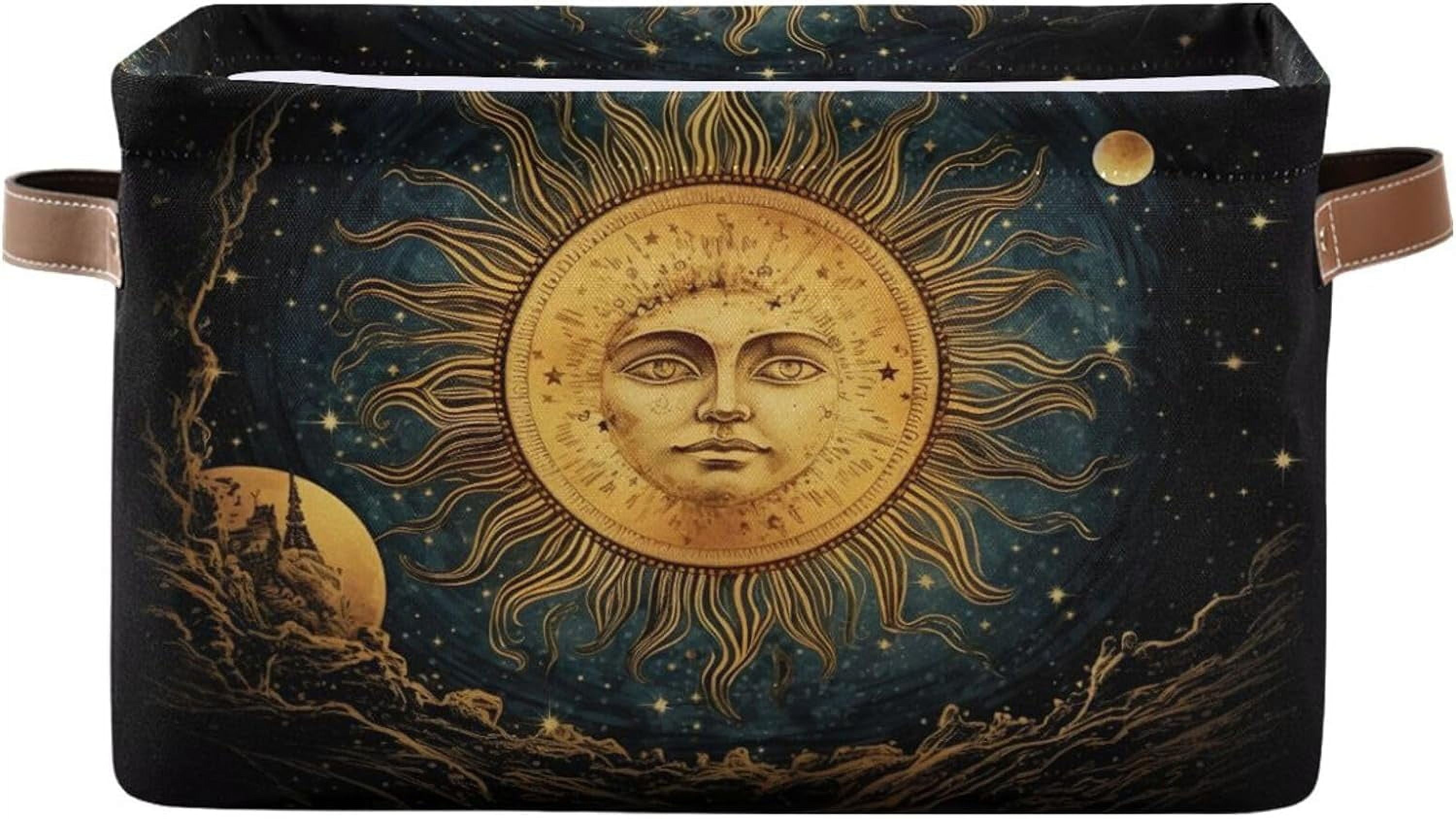 Sun and Moon Foldable Storage Basket for Shelves, Collapsible Sturdy ...