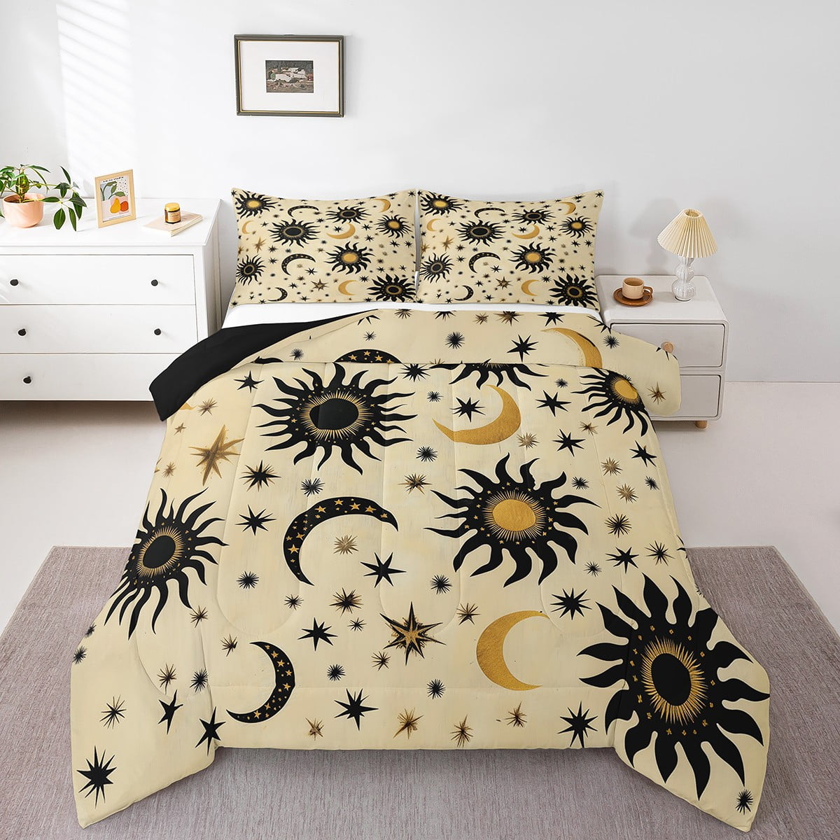 Sun and Moon Full Comforter Set Bohemian Exotic Style Bedding Sets Boho ...
