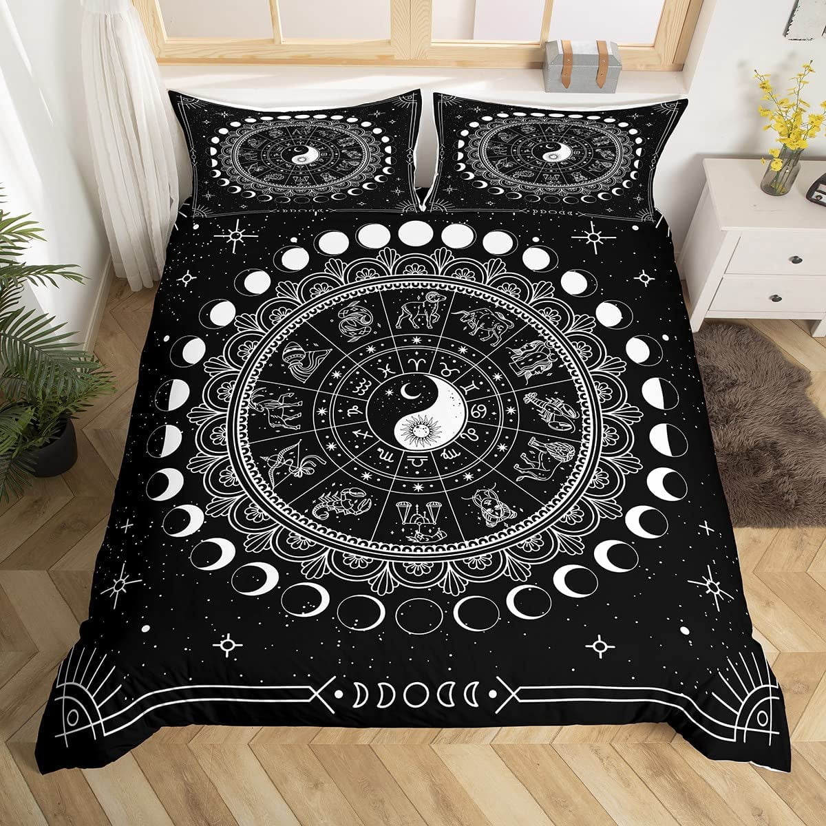 Sun Moon Kids Duvet Cover Set King Size,Starry Sky Galaxy Planet Trippy ...
