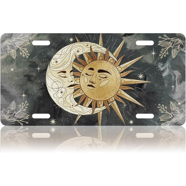 Sun & Moon License Plate Front License Plate Covers Decorative Car ...