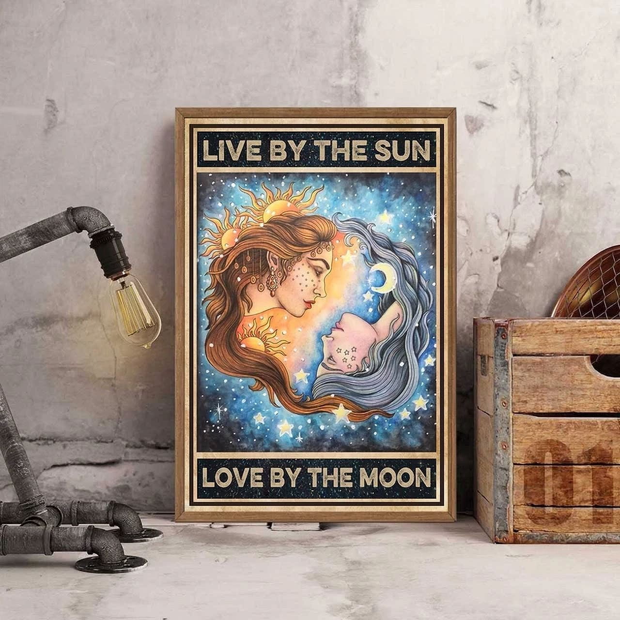 Sun Moon Live By The Sun Love By The Moon Vintage Poster Print Art NO ...