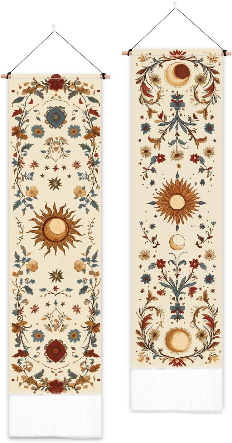 Sun Moon Long Narrow Wall Hanging Tapestry 2-Pack for Bedroom Living ...
