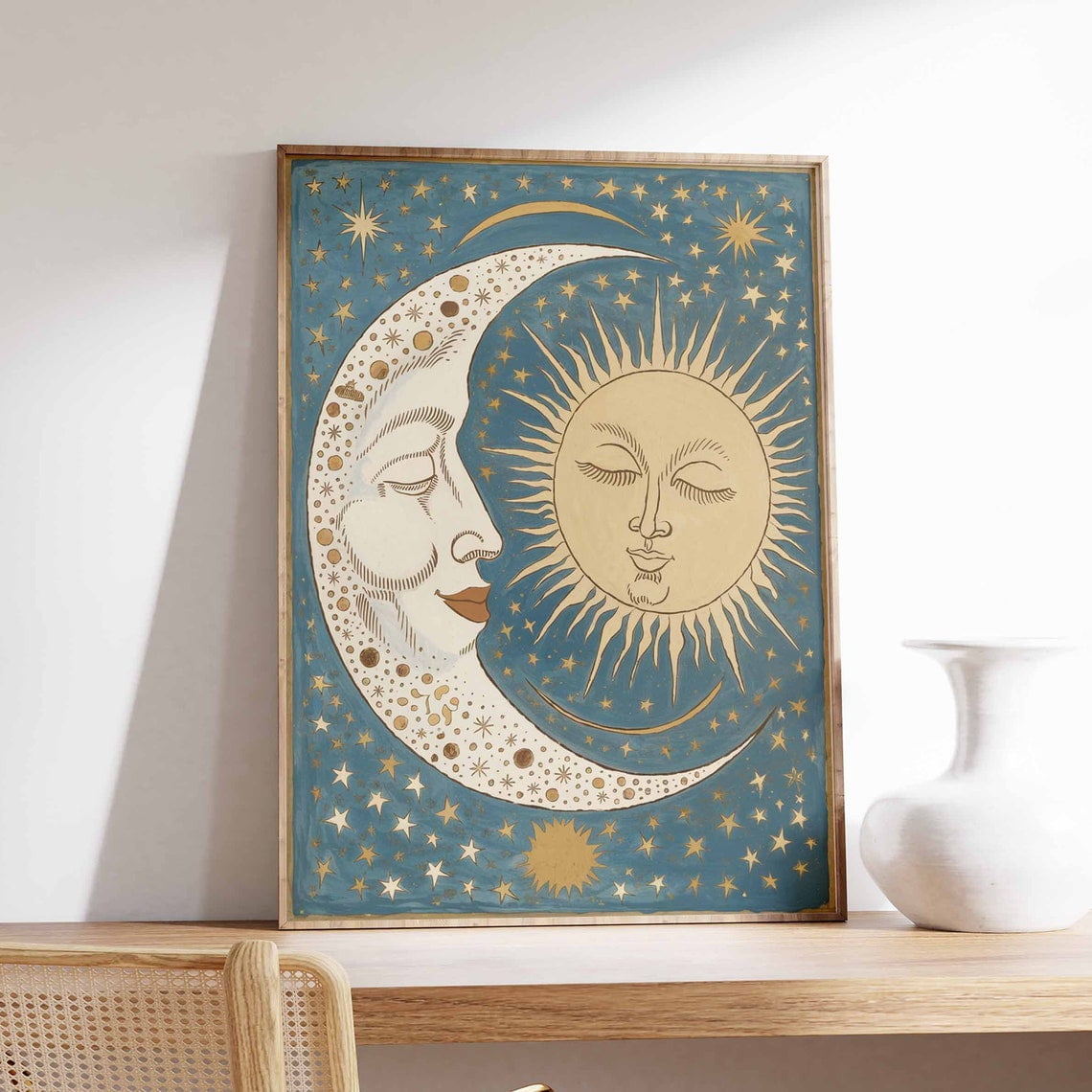 Sun And Moon Poster, Celestial Poster, Spiritual Decor, Vintage Poster ...