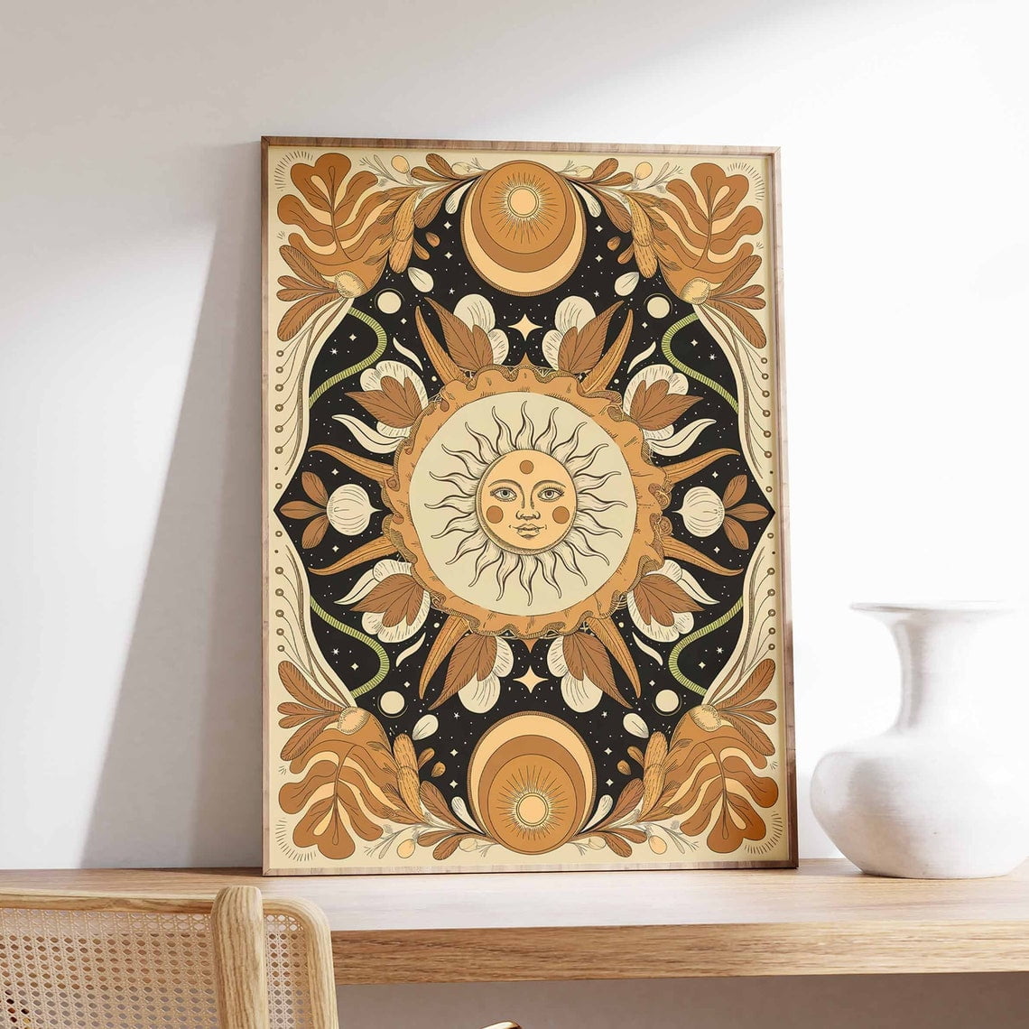 Sun And Moon Poster, Celestial Poster, Spiritual Decor, Vintage Poster ...