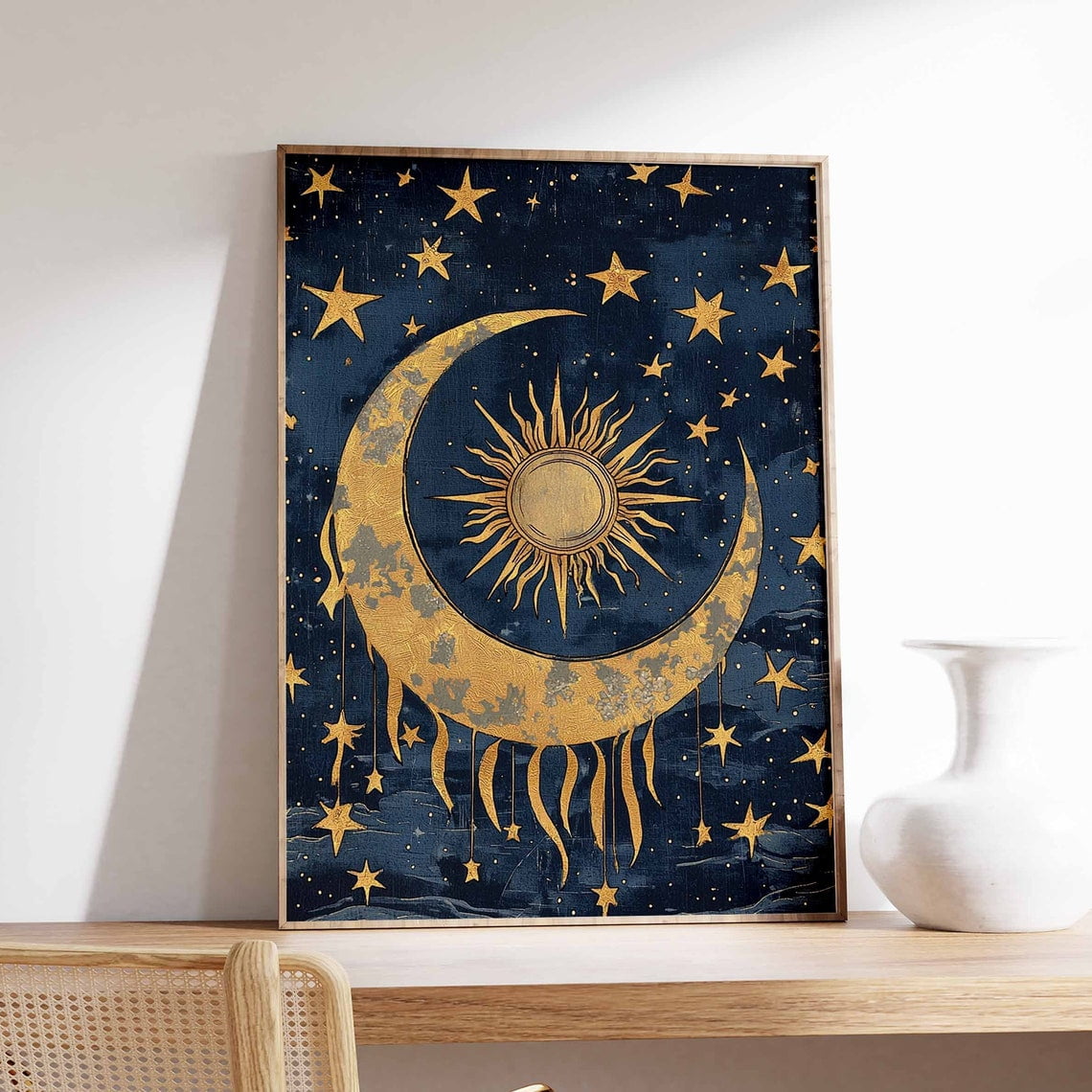 Sun And Moon Poster, Celestial Poster, Spiritual Decor, Vintage Poster, Retro Print, 70'S Poster ...