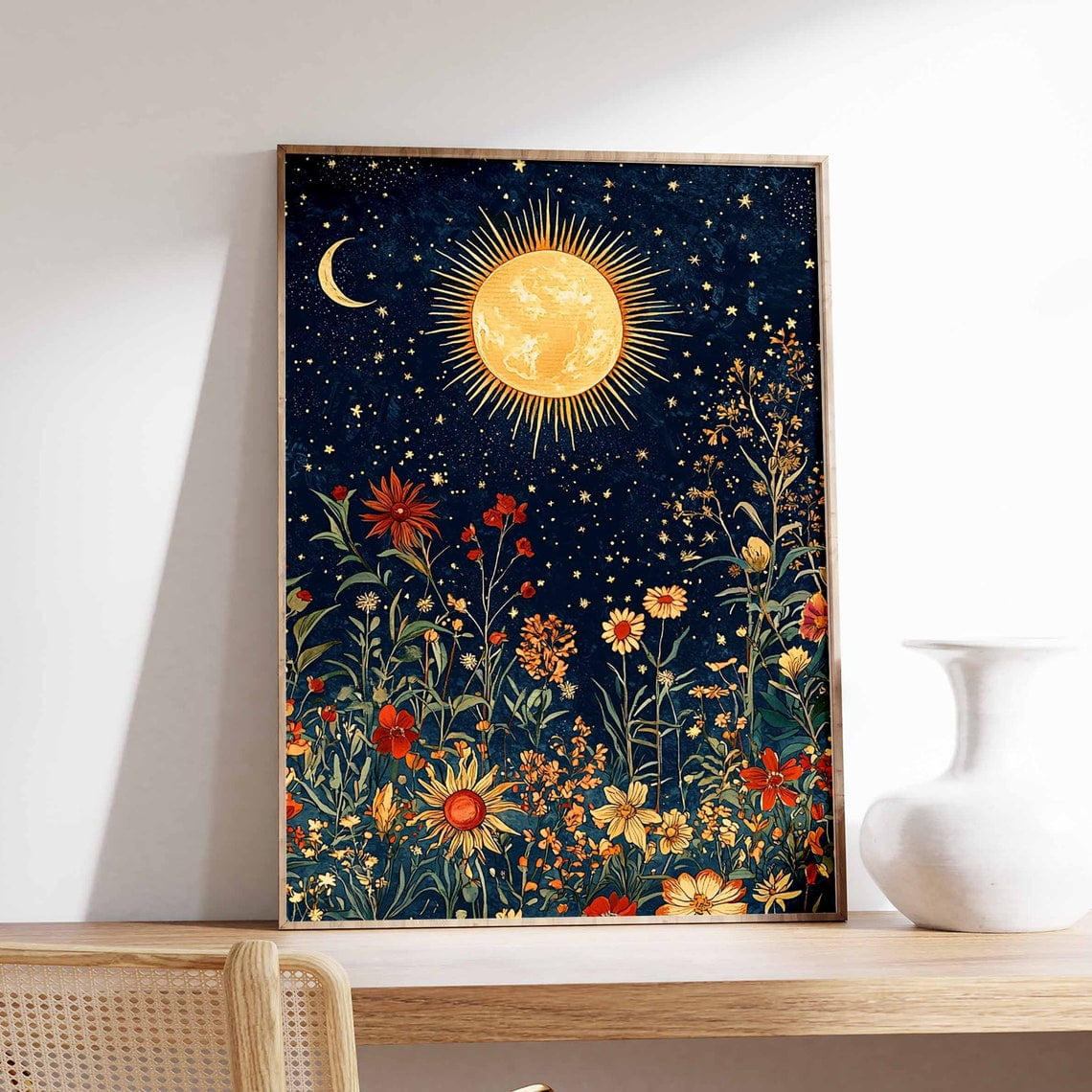 Sun And Moon Poster, Celestial Poster, Spiritual Decor, Vintage Poster ...