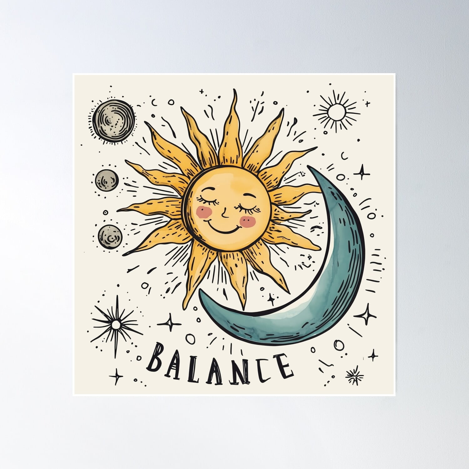 Sun & Moon Poster Wall Art, Modern Wall Decor, 16x16 UNFRAMED - Walmart.com