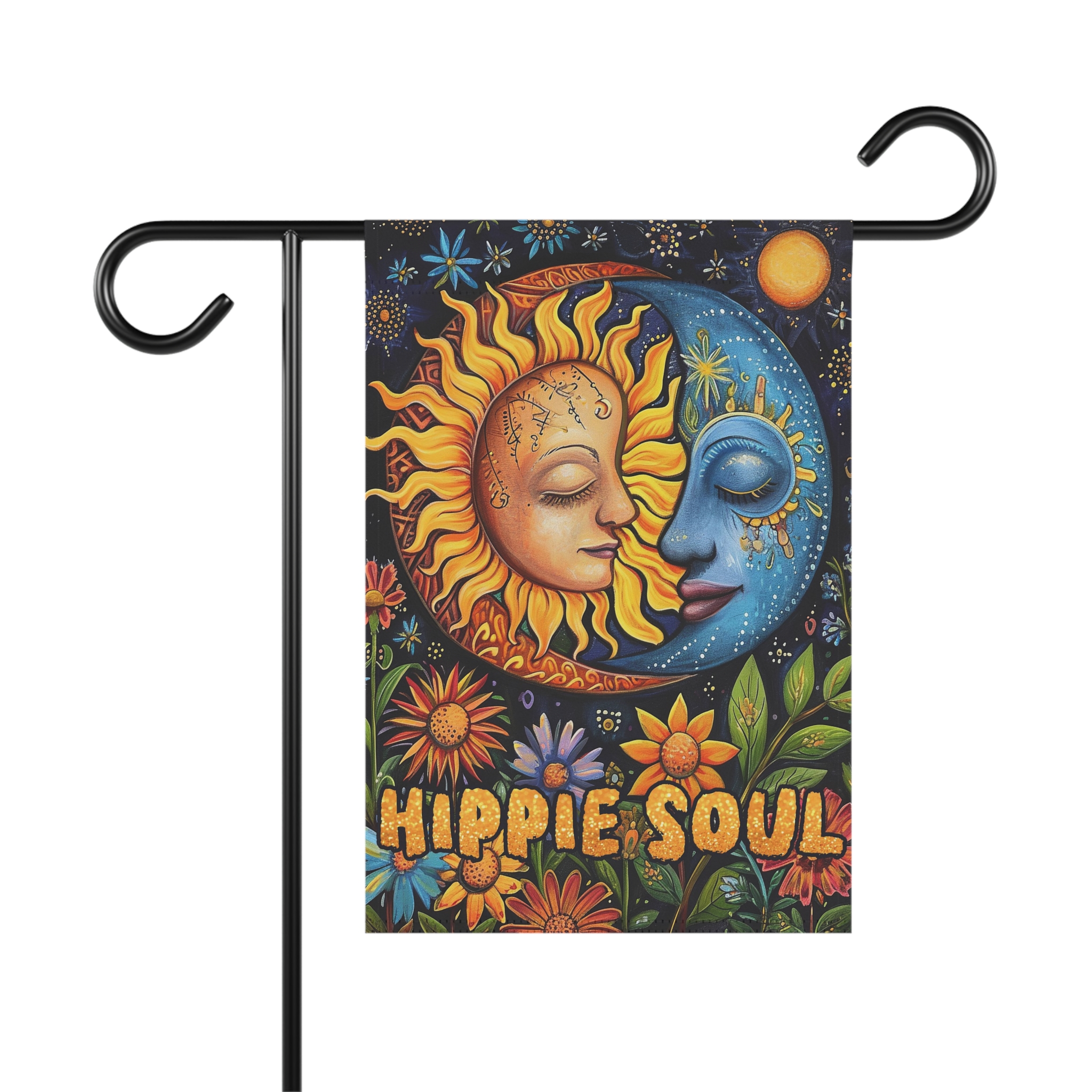 Sun Moon Retro Flower Hippie Flag, Peace Sign Flag ID-0229-EWHS ...