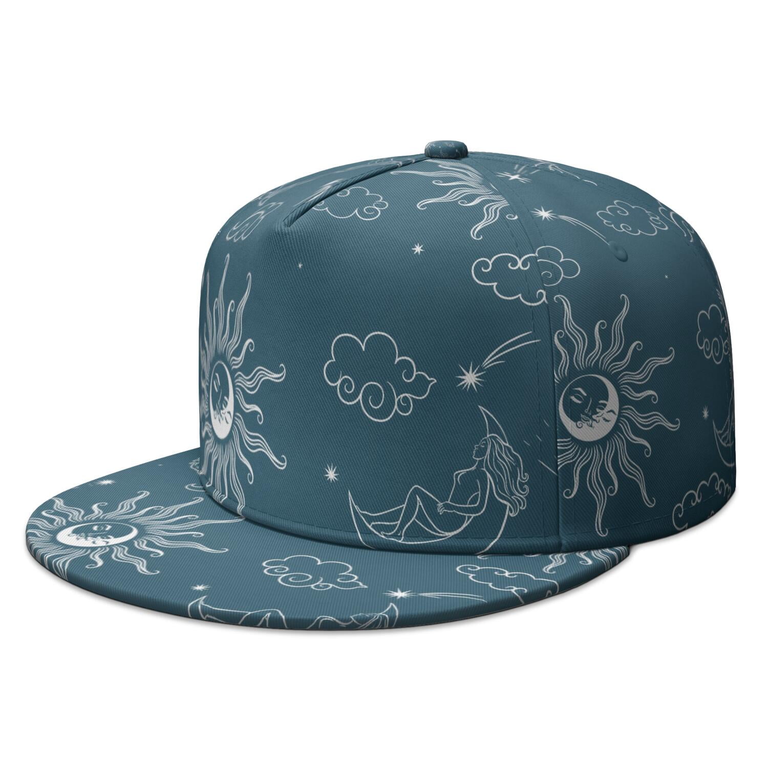 Sun & Moon Snapback – Celestial Flat Brim Baseball Cap, Trendy ...