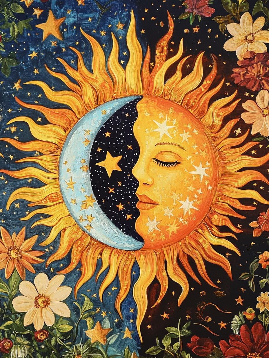 Sun and Moon Stamped Cross Stitch Kits - Counted Cross Stitch Kits for ...