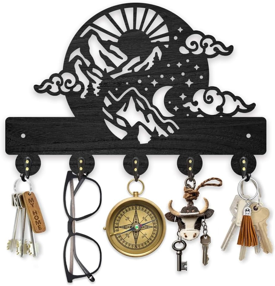 Sun Moon Star Cloud Key Holder for Wall 11.8x7.8inch Nature Scenery ...