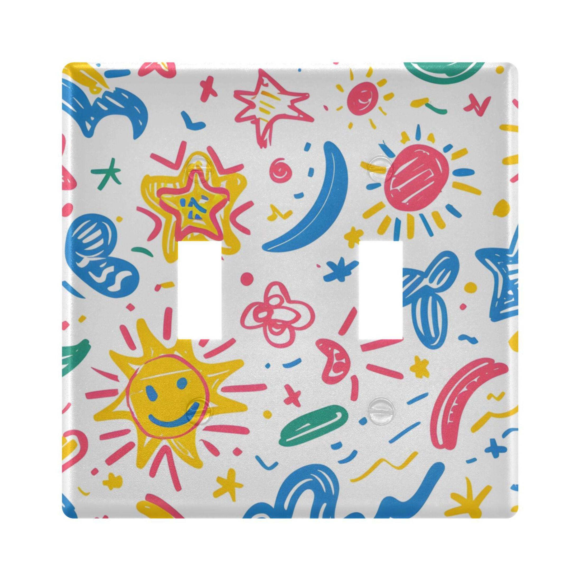 Sun Moon Star Line Light Switch Plate Covers 2 Gang Wall Plate Plastics Outlet Covers for ...