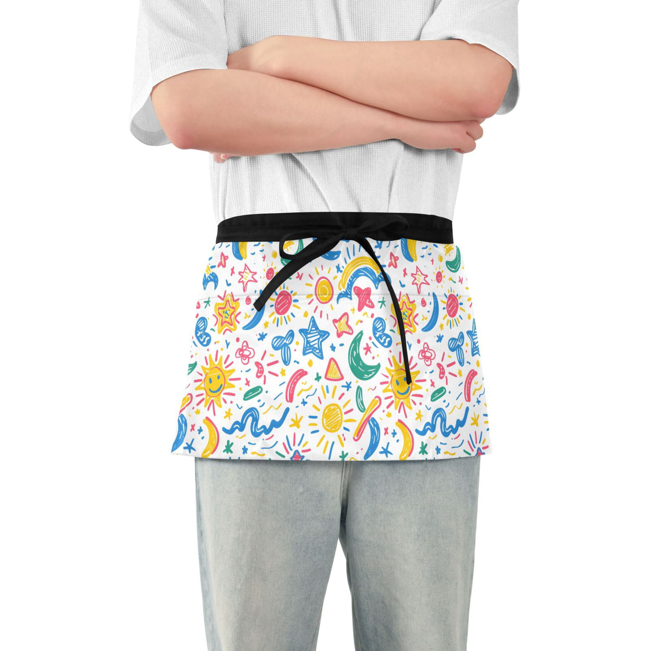 Sun Moon Star Line Server Apron with 3 Pockets Waterproof Waitress ...