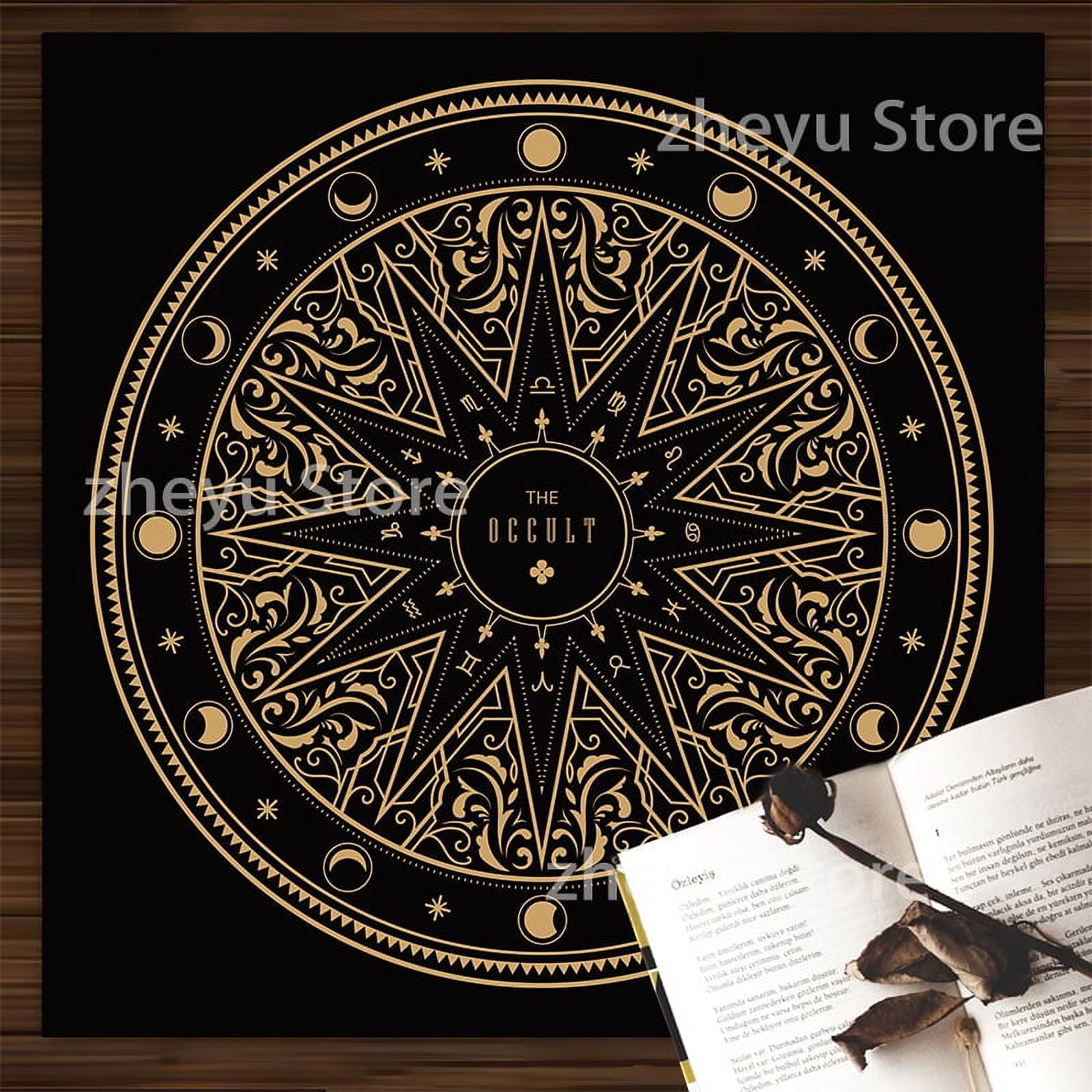 Sun Moon Star Mark Mandala Square Tablecloth Divination ration Tapestry ...