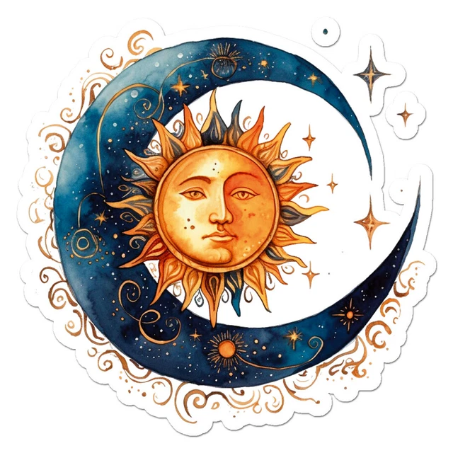 Sun Moon Stars Sticker Phone Decal Water Bottle Stickers Car Decals ...