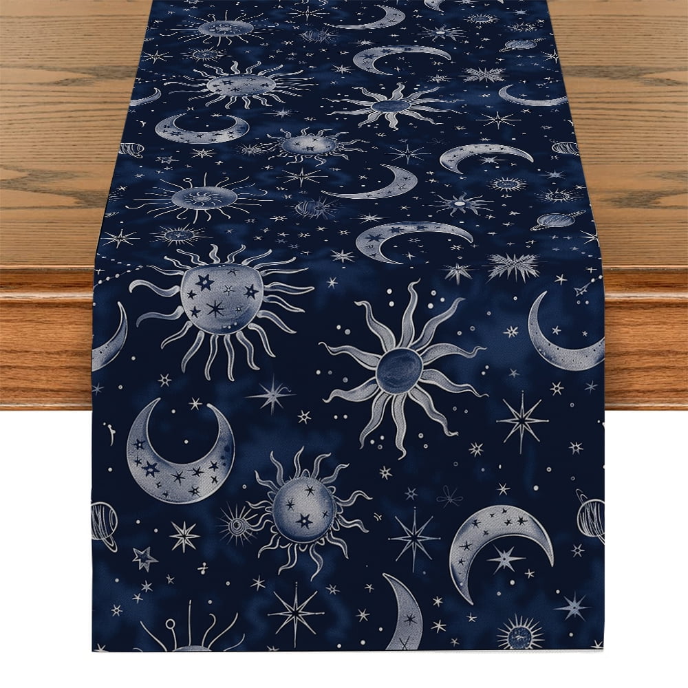 Sun Moon Stars Universe Table Runner Kitchen Dining Table ration for ...