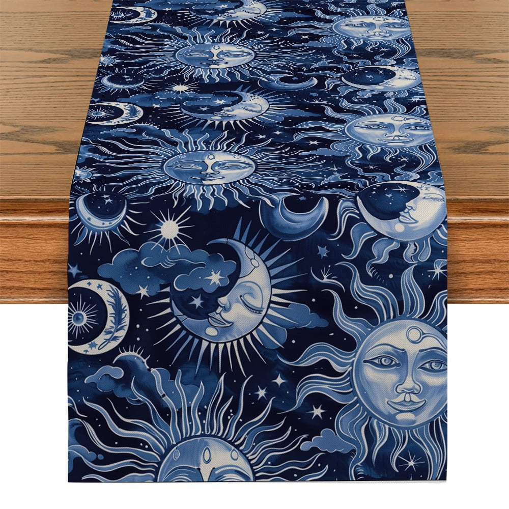 Sun Moon Stars Universe Table Runner Kitchen Dining Table ration for ...