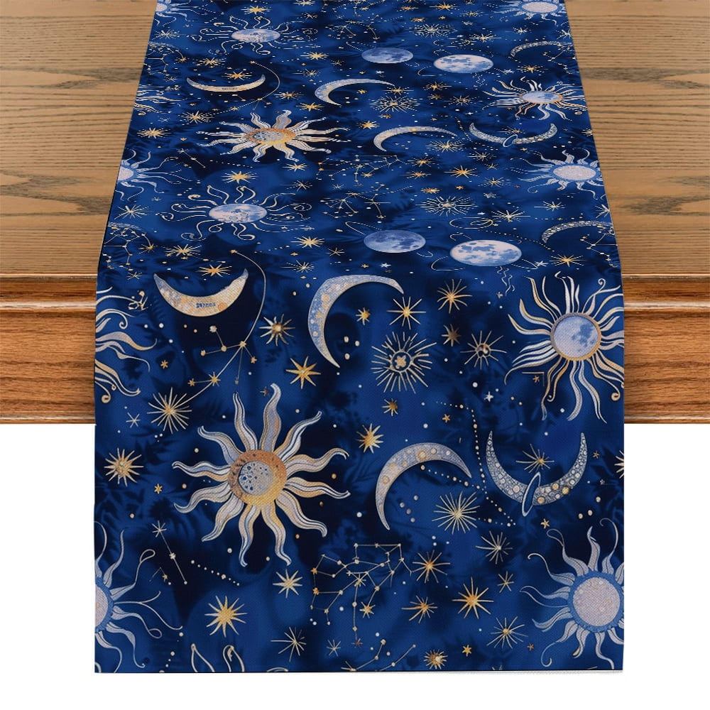 Sun Moon Stars Universe Table Runner Kitchen Dining Table ration for ...