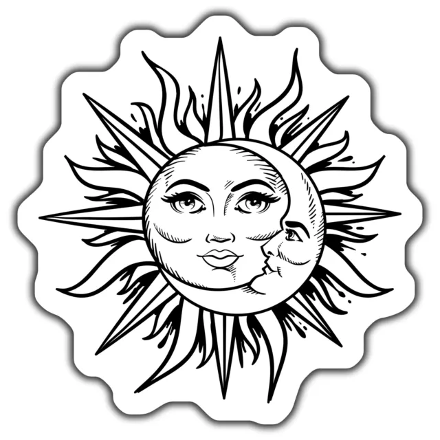 Sun And Moon Sticker, Celestial Kissing Sun And Moon Design, Cosmic Art ...
