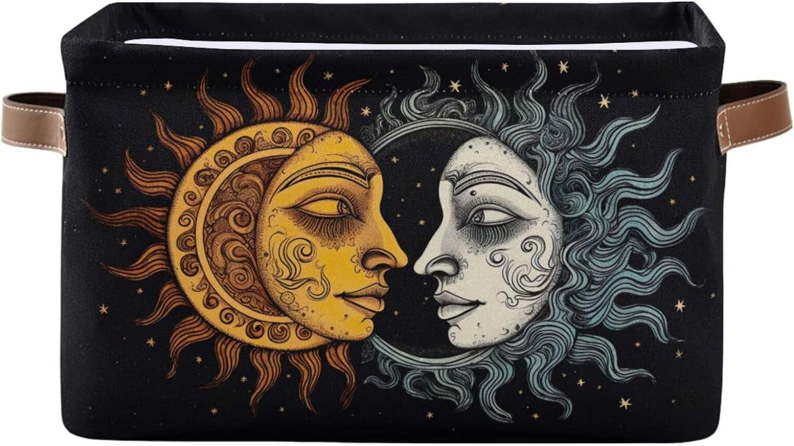 Sun and Moon Storage Basket with Handles Collapsible Storage Bins ...