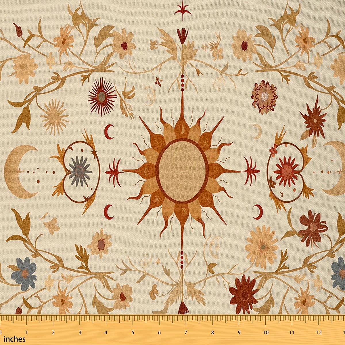 Sun and Moon Upholstery Fabric,Cartoon Oil Painting Sun Fabric By The ...